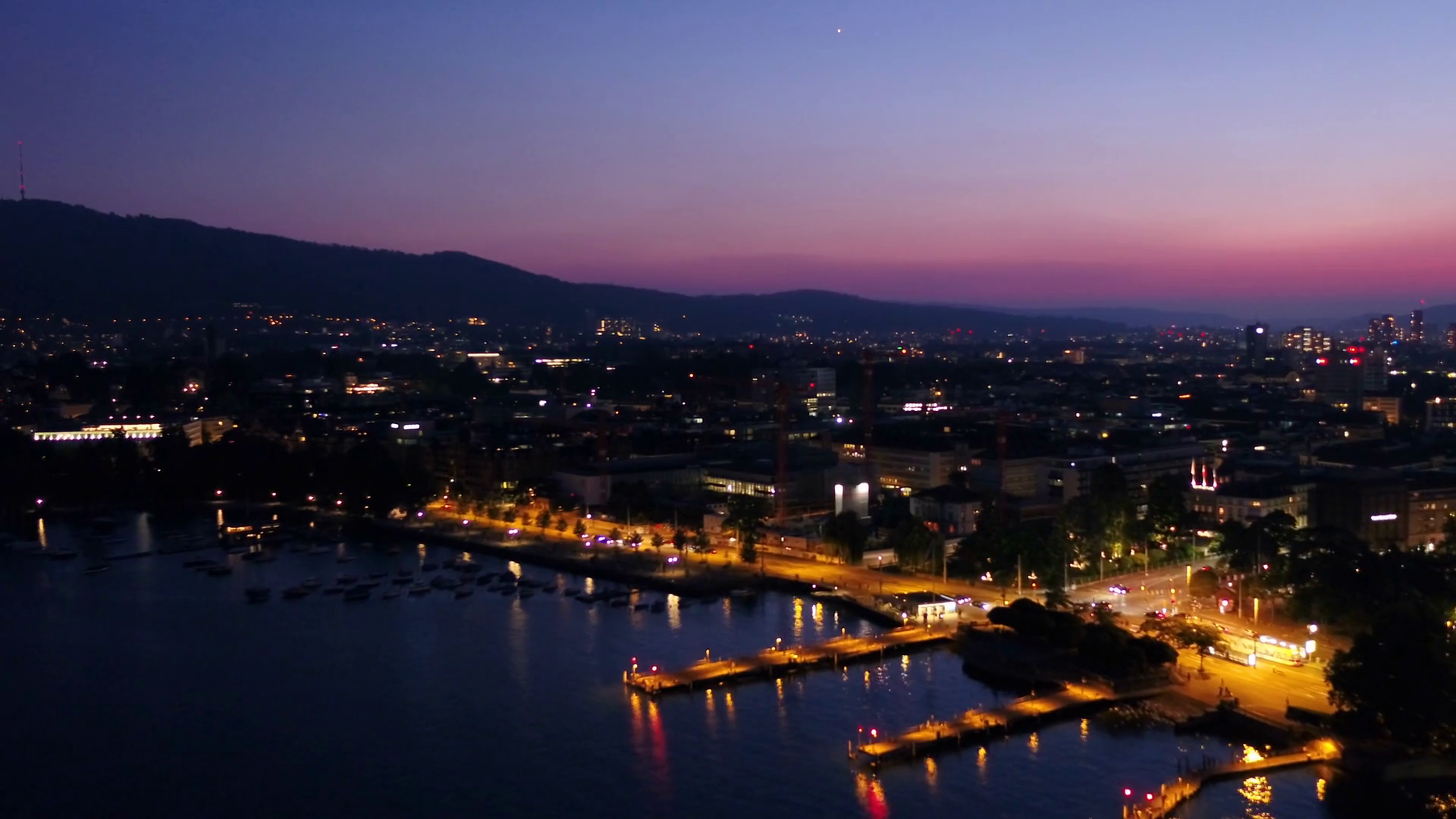 Aerial Video: Nighttime Zurich Switzerland - Stock Footage SBV ...