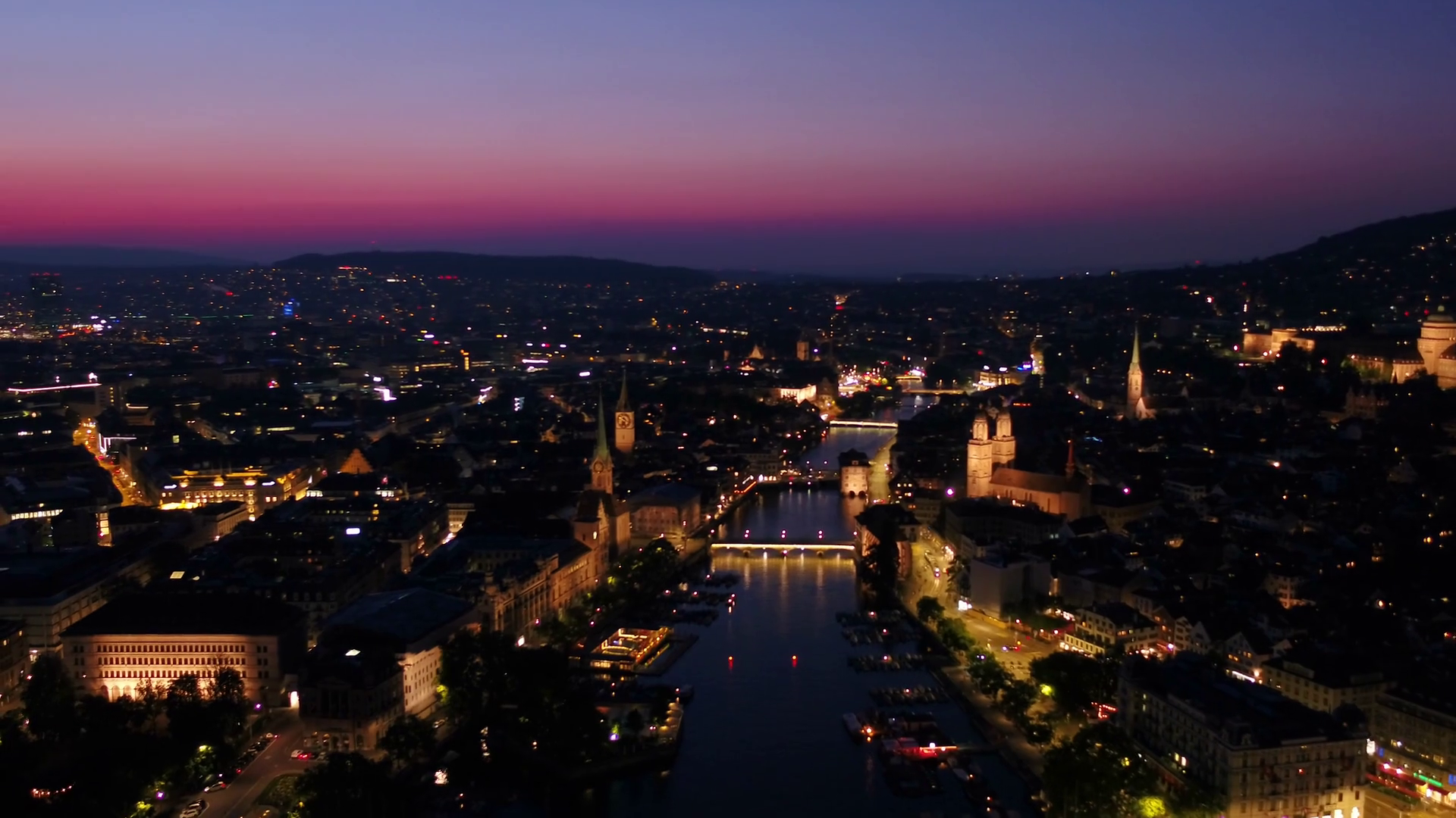 Aerial Switzerland Zurich June 2018 Night Stock Footage SBV-332704894 ...