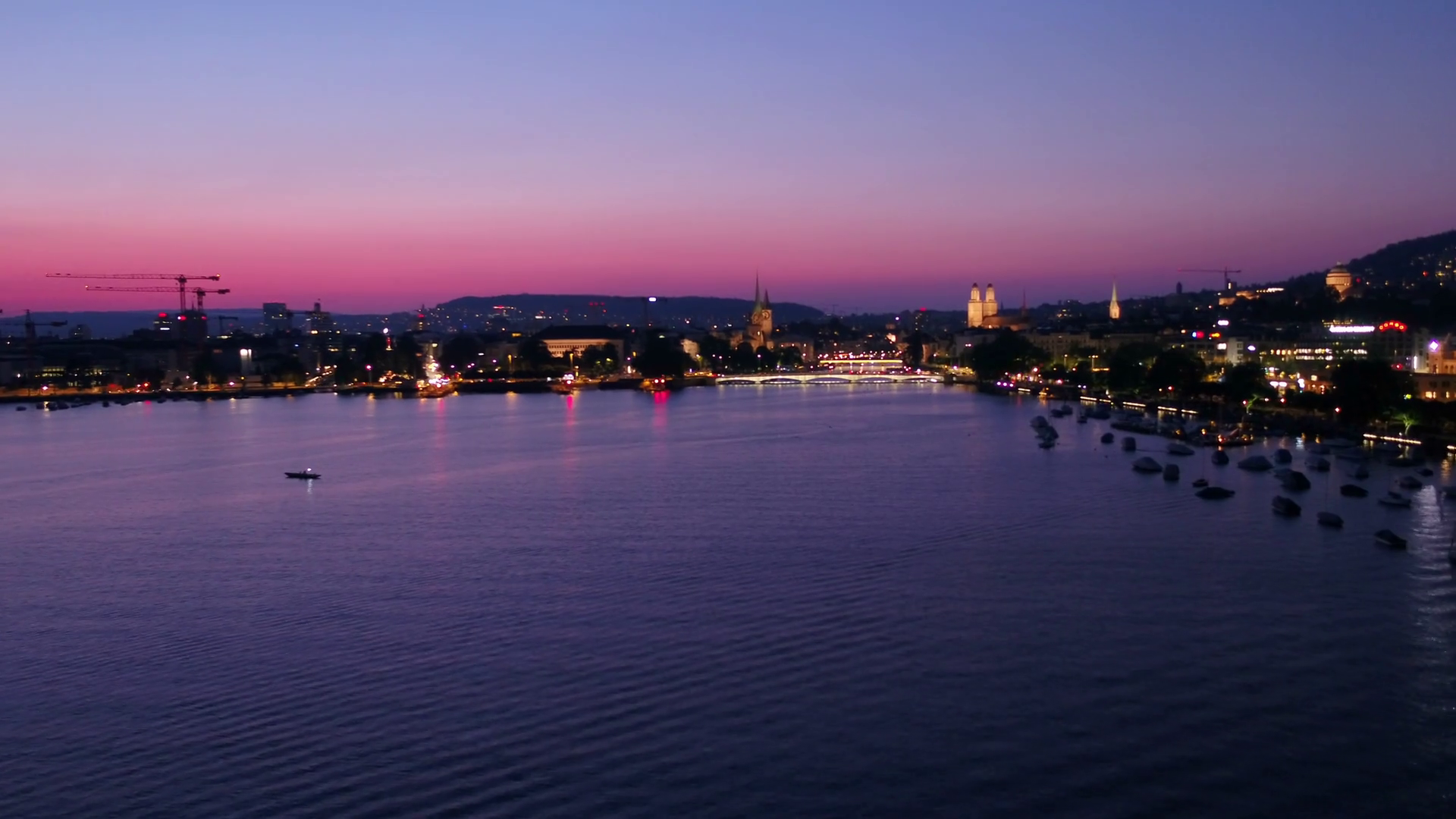 Aerial Video: Nighttime Zurich Switzerland - Stock Footage SBV ...