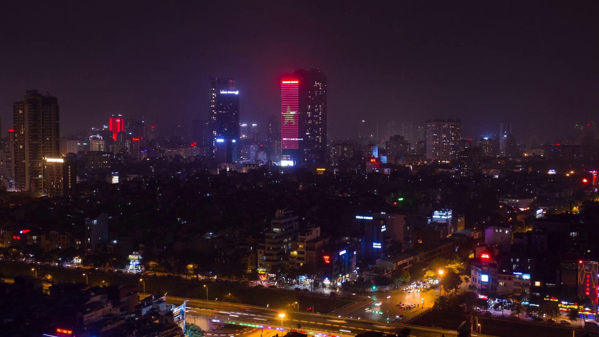 Aerial Time Lapse: Hanoi Downtown Night Stock Footage SBV-338128708 ...