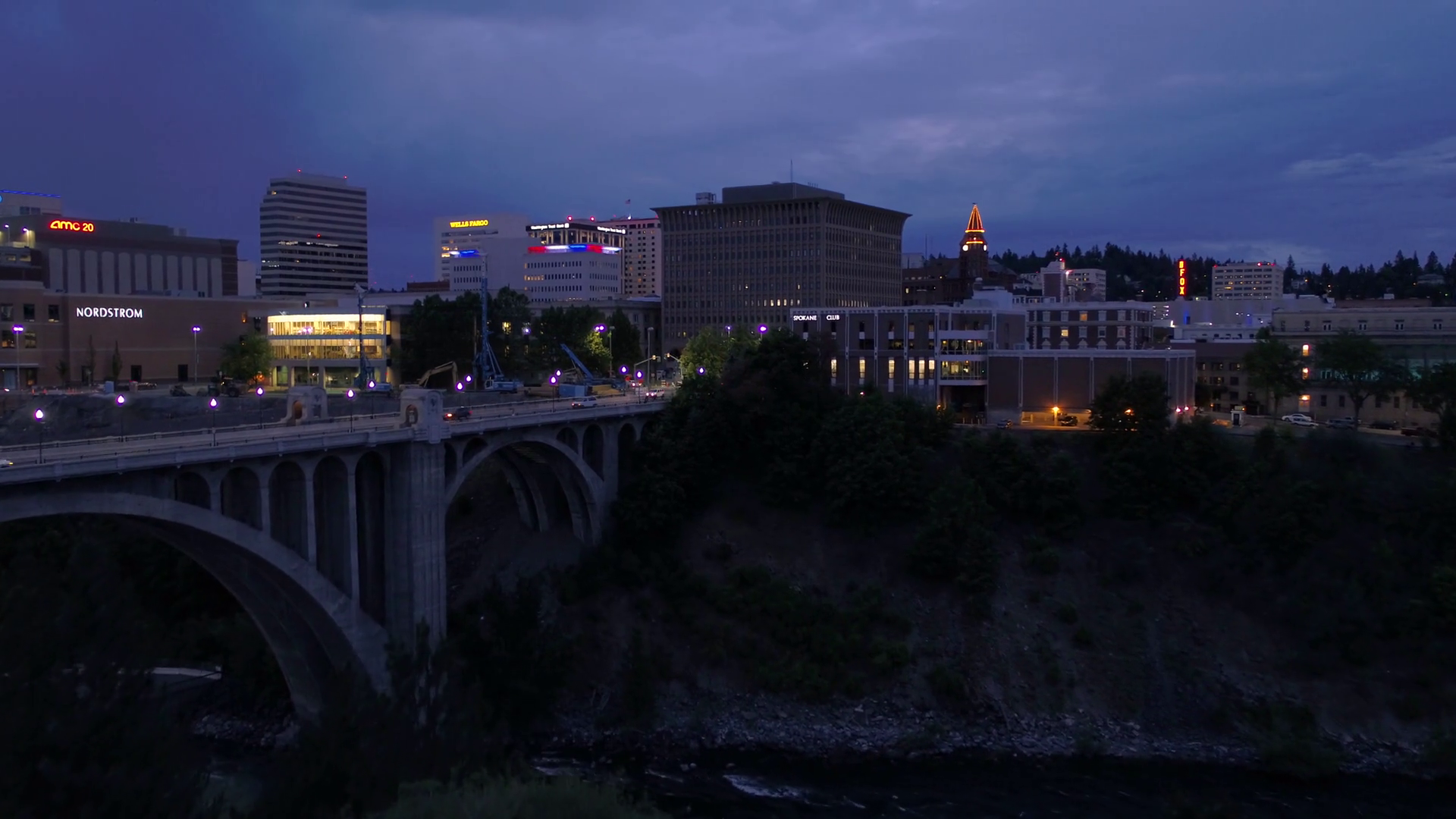 Aerial Washington Spokane June 2017 Night 4k Stock Footage SBV ...