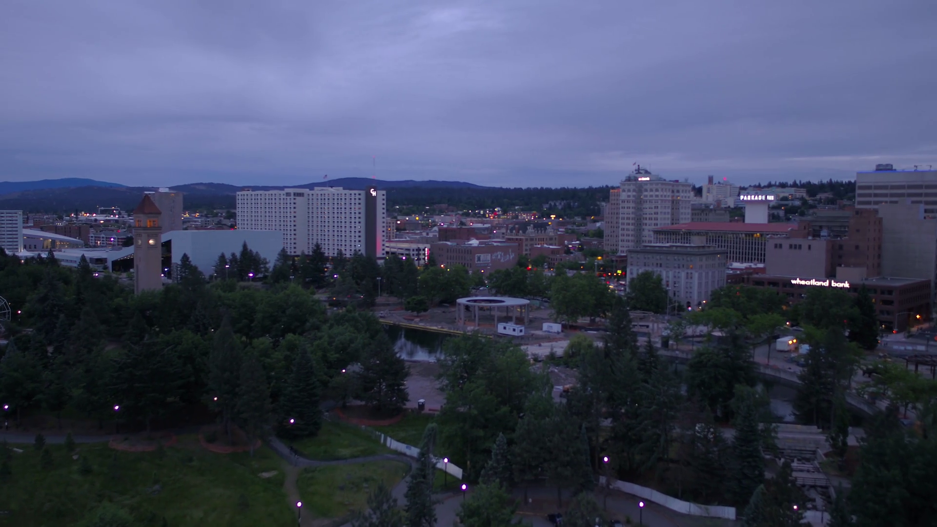 Aerial Washington Spokane June 2017 Night 4k Stock Footage SBV ...