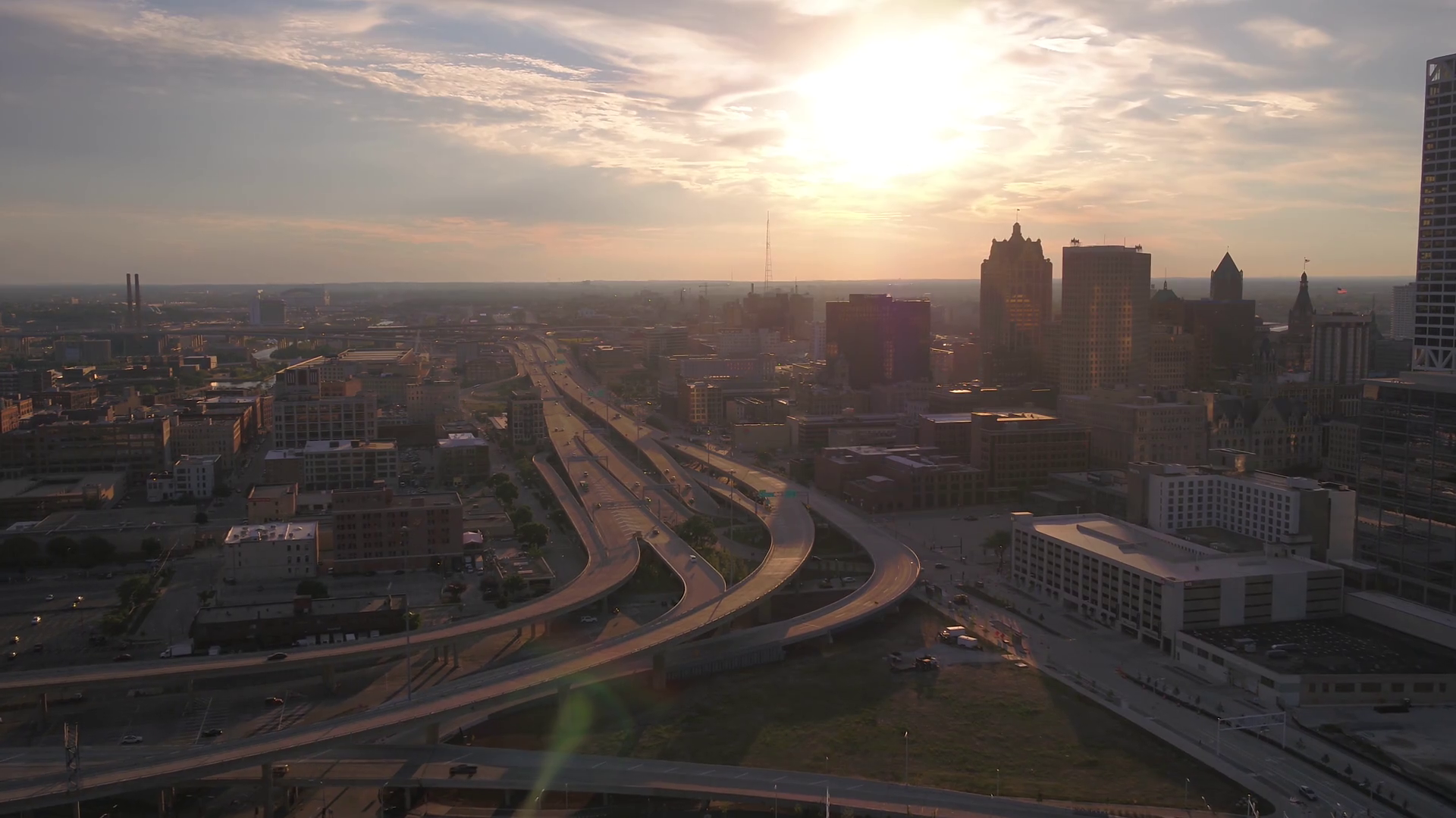 Aerial Wisconsin Milwaukie July 2017 Sunset Stock Footage SBV-317883787 ...