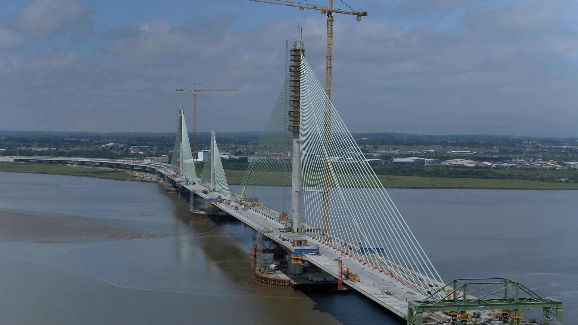 Cable Stayed Bridge In Late Construction Stock Footage SBV-348374547 ...