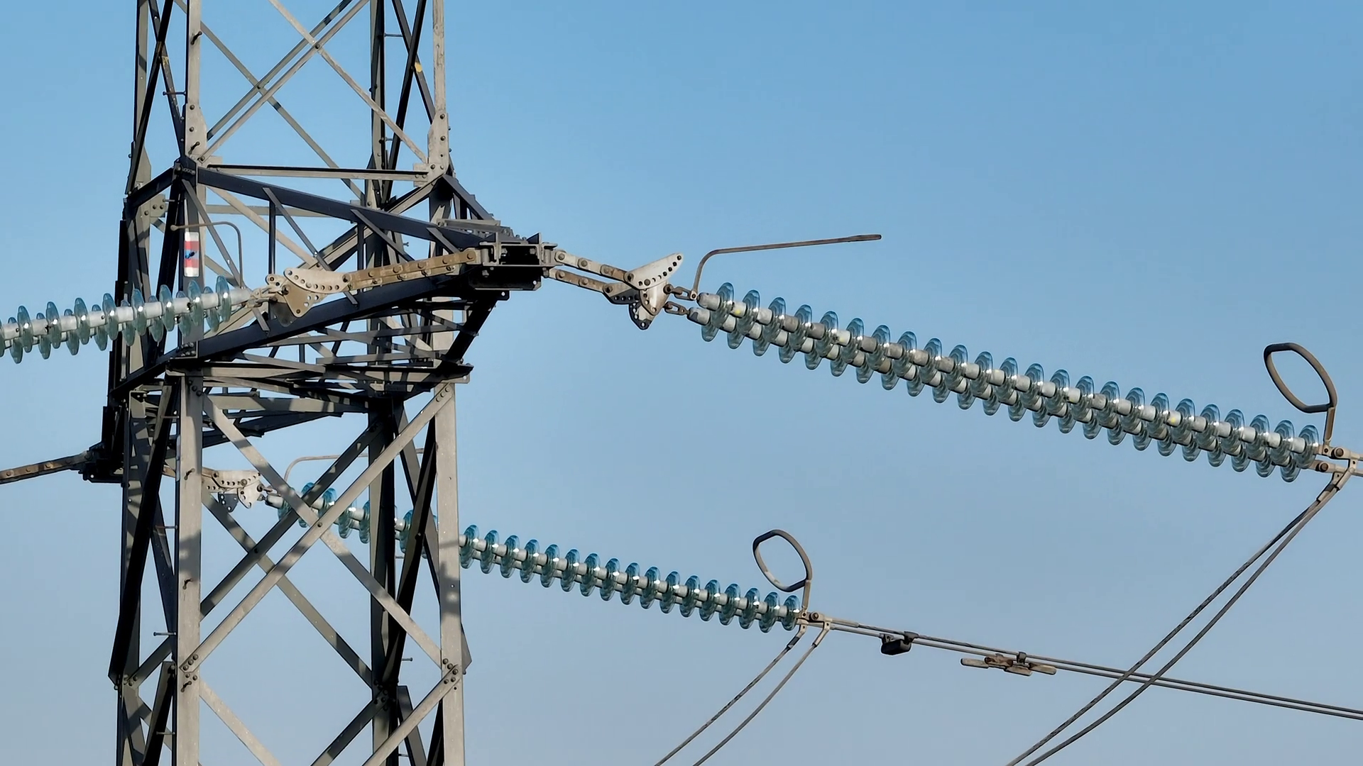 Very Close View Of Electric Power Pylon Stock Footage SBV-347458894 ...