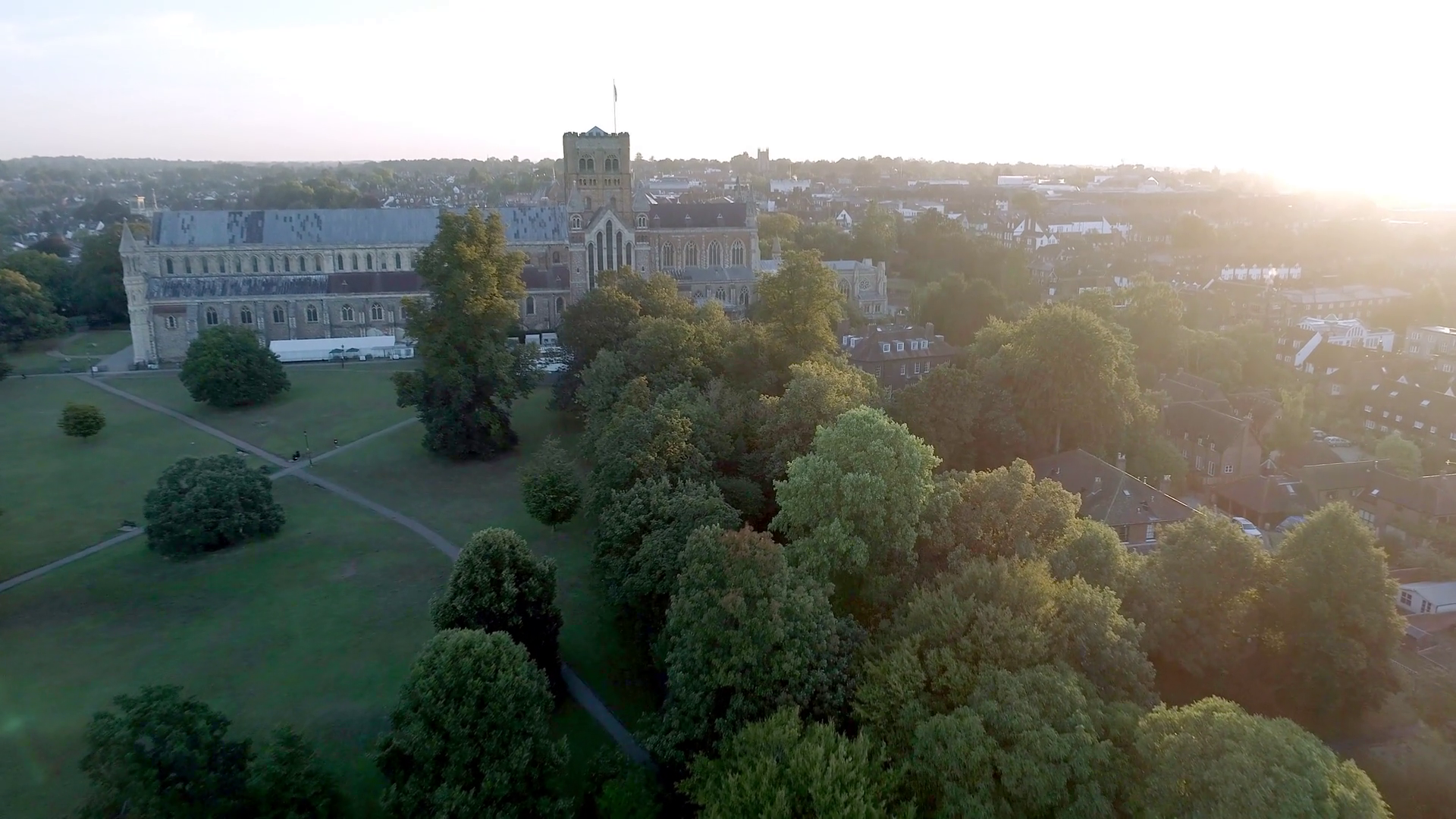 Sunrise Aerial View Of City Of St Albans Stock Footage SBV-347547671 ...