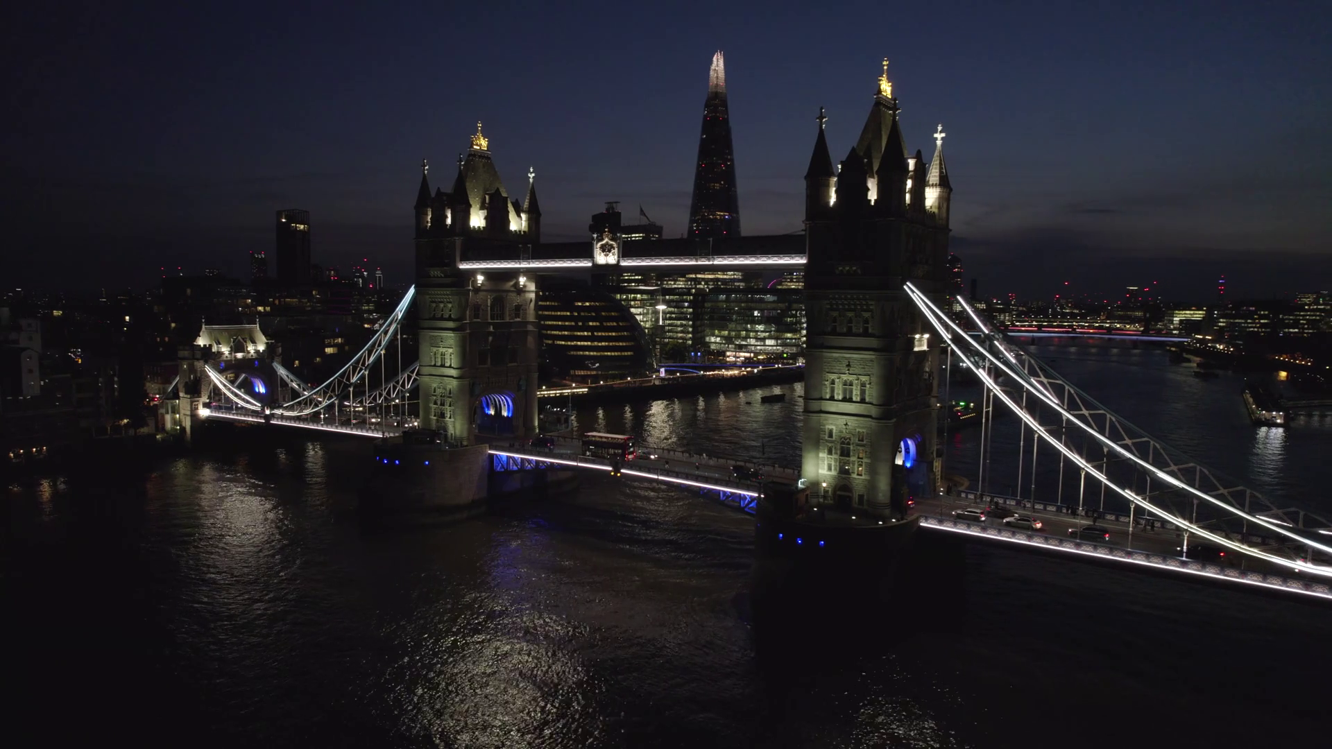 Tower Bridge Illuminated At Night In London Stock Footage SBV-347310629 ...