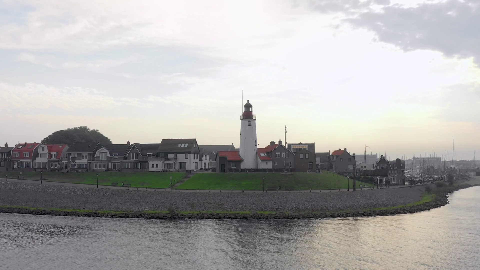 Hazy Morning Aerial View Of Town Of Urk In Stock Footage SBV-348561899 ...