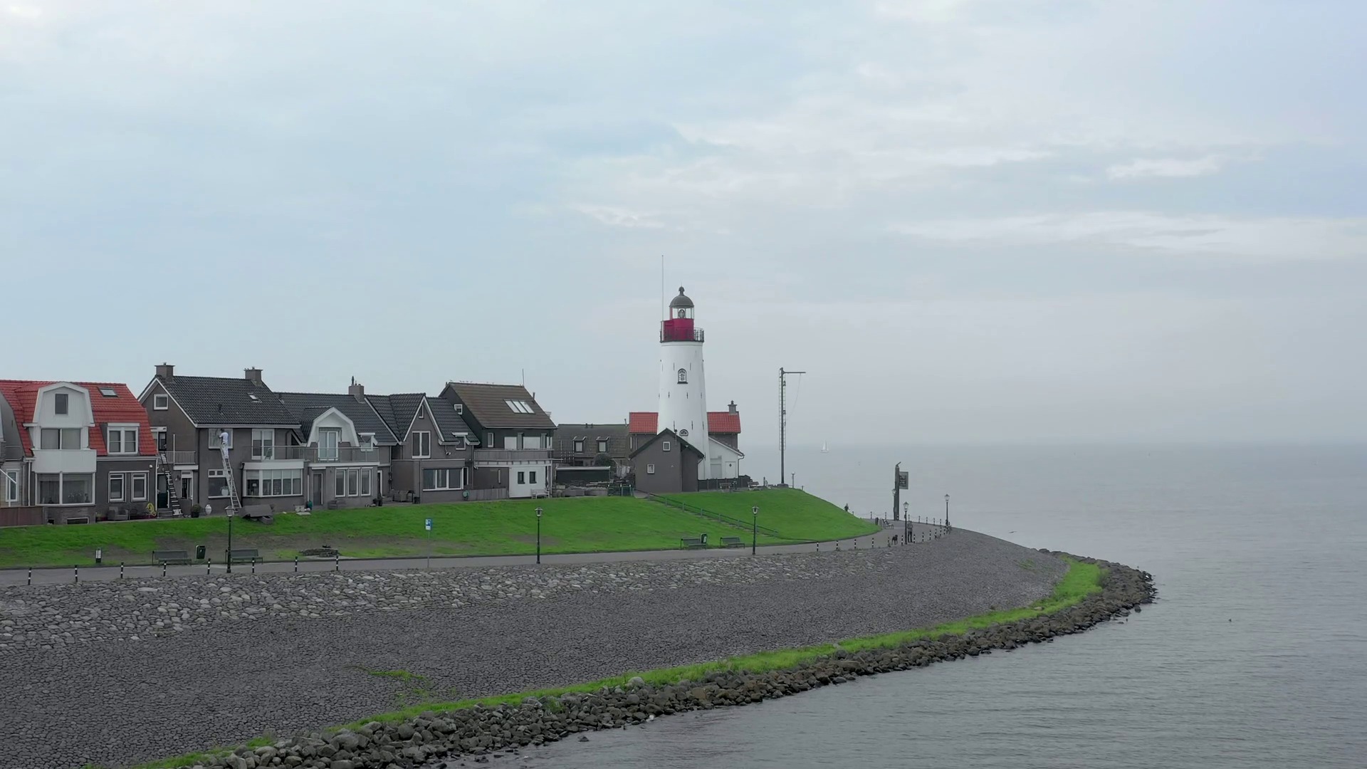 Hazy Morning Aerial View Of Town Of Urk In Stock Footage SBV-348561897 ...
