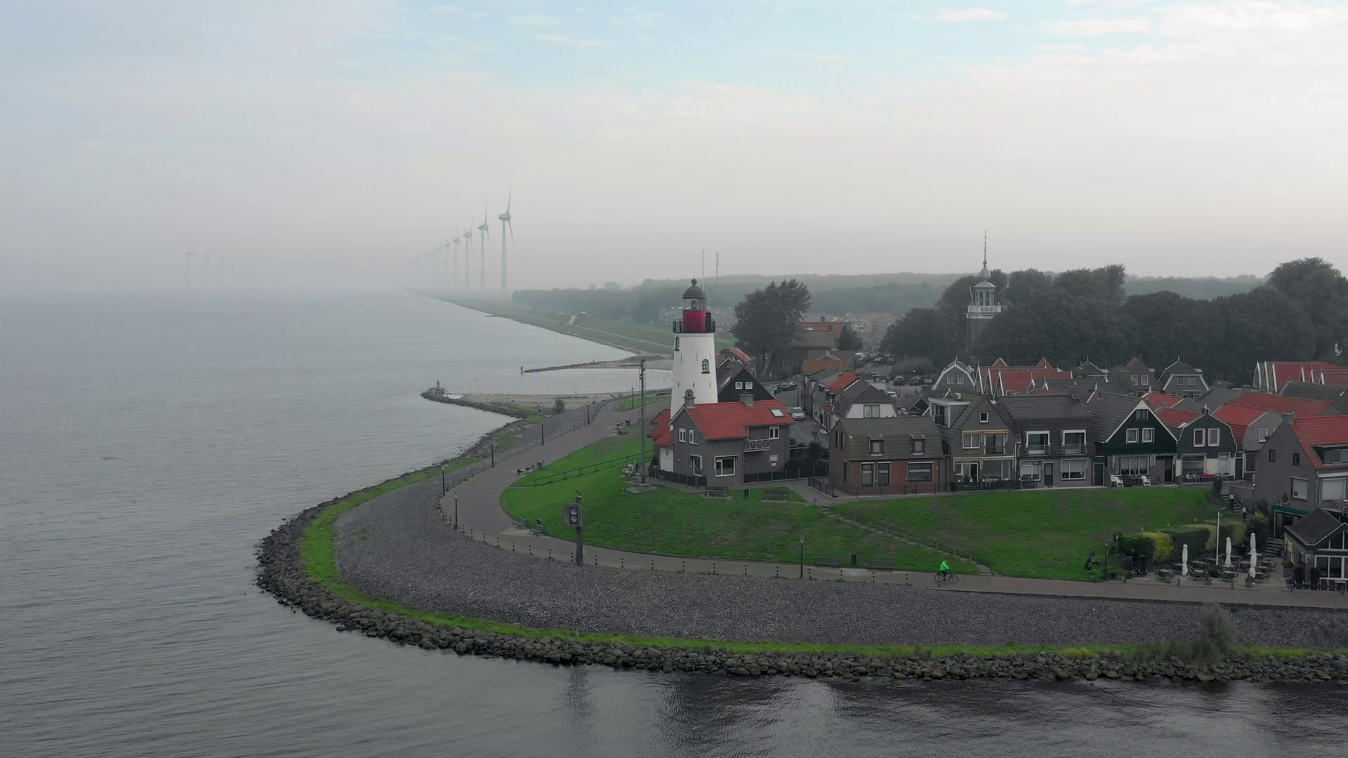 Hazy Morning Aerial View Of Town Of Urk In Stock Footage SBV-348561936 ...
