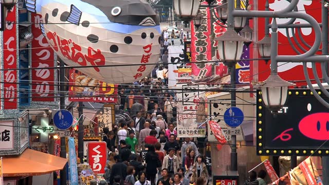 Busy Downtown Osaka Japan Stock Footage: Royalty-Free Video Clips ...