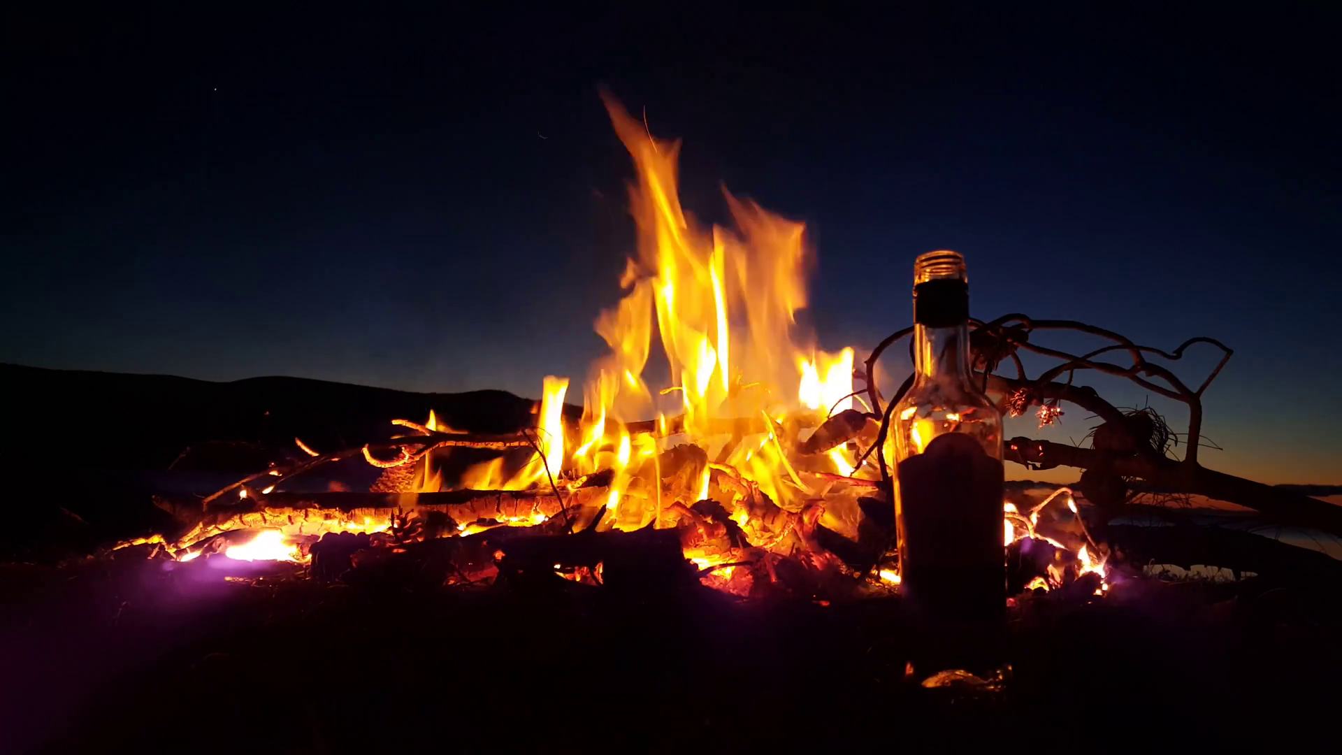 Campfire With Empty Bottle At Beach Of Stock Footage SBV-311887948 ...