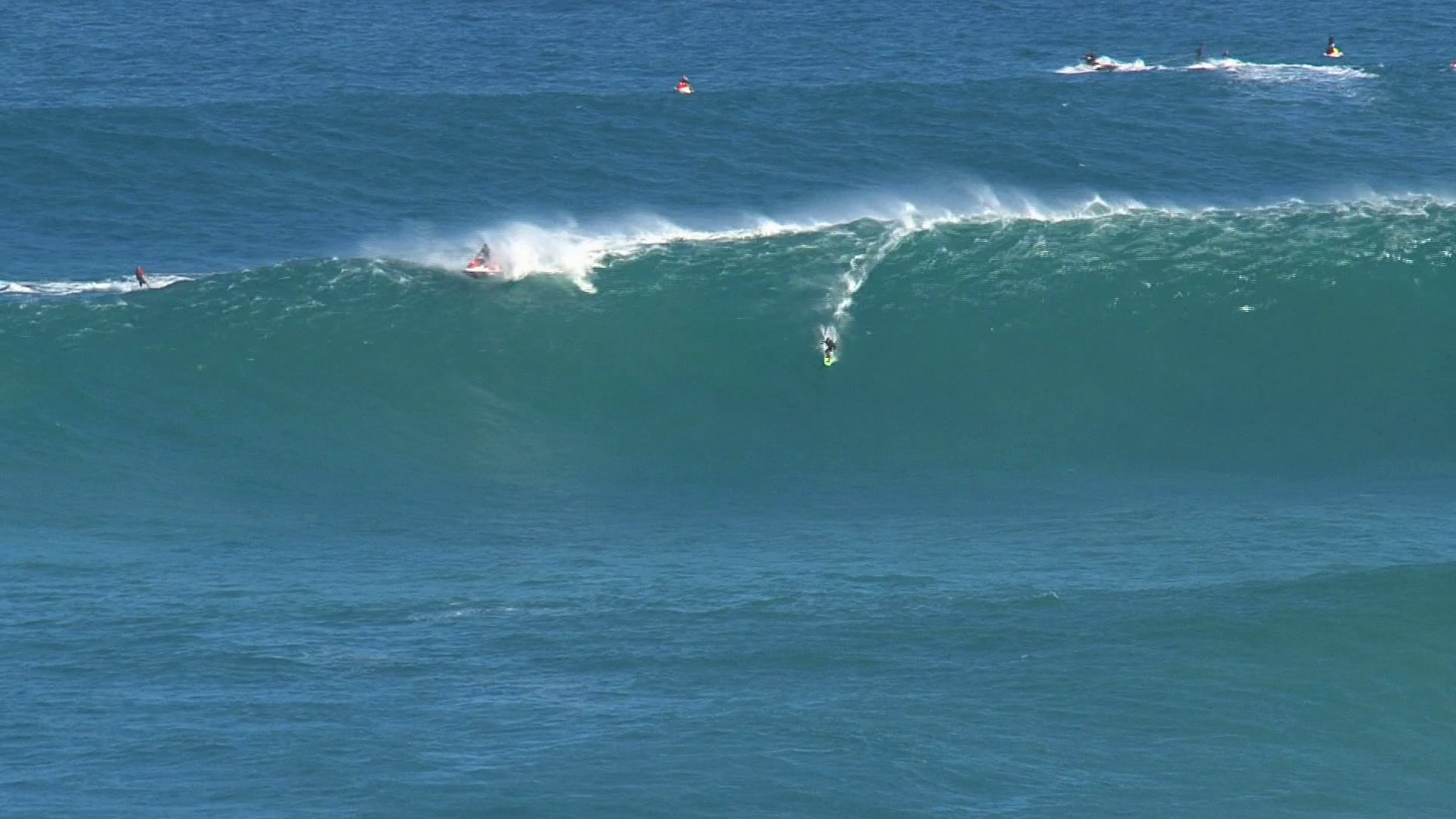 Surfers At Big Wave Surfing Break Jaws In Stock Footage SBV-300788955 ...