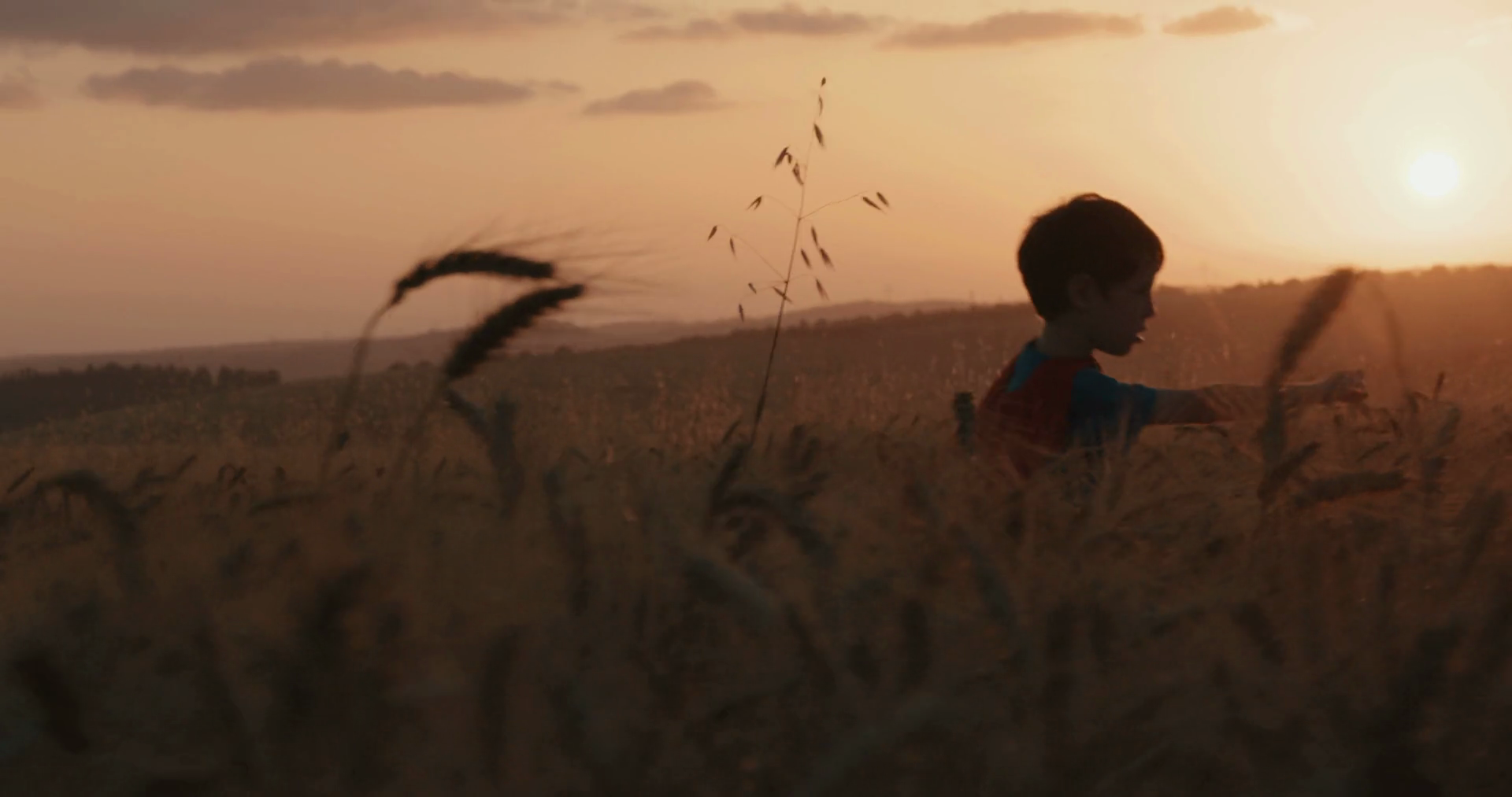Boy With Superman Cape Running In Golden Stock Footage SBV-307163541 ...