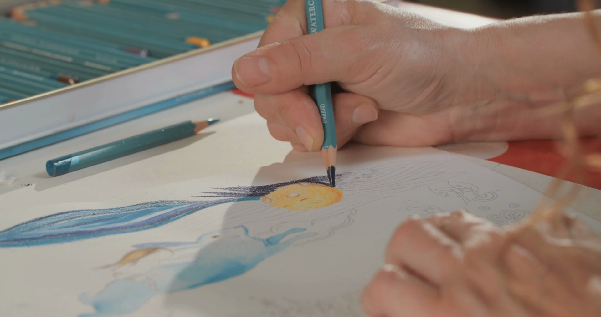 Close up of an artist drawing with colored pencils Stock Video Footage ...