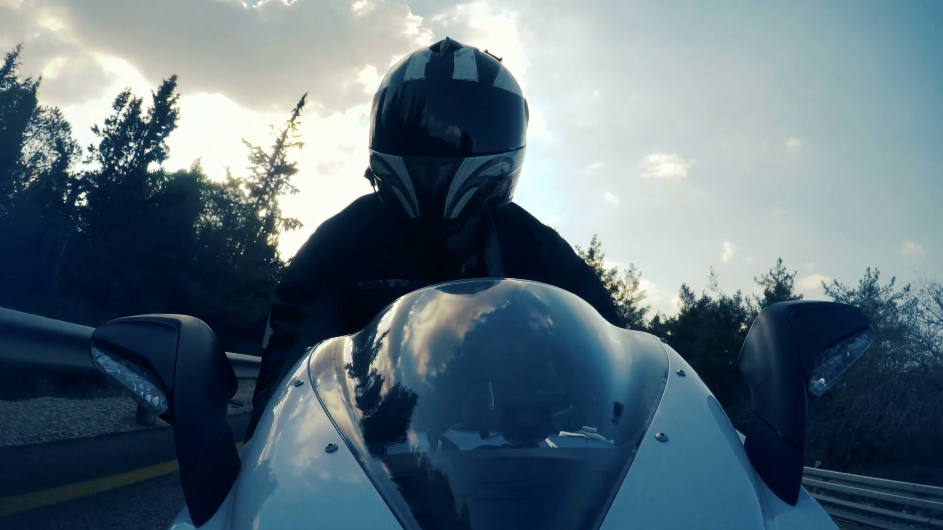 Pov Shot Of Sports Motorcycle Rider Riding Stock Footage SBV-310771493 ...