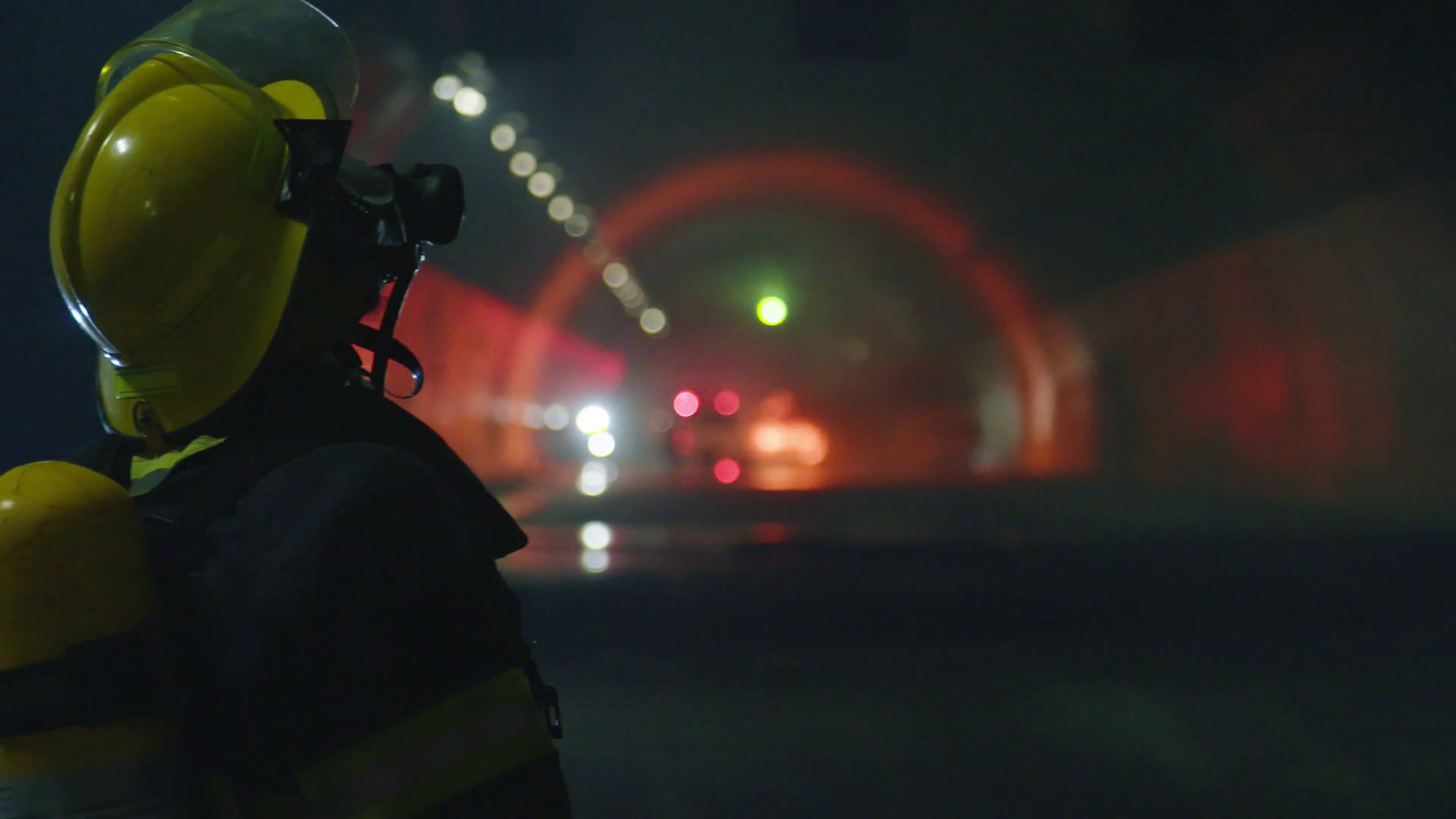 Firefighters Inside Dark Tunnel With Stock Footage SBV-325200854 ...