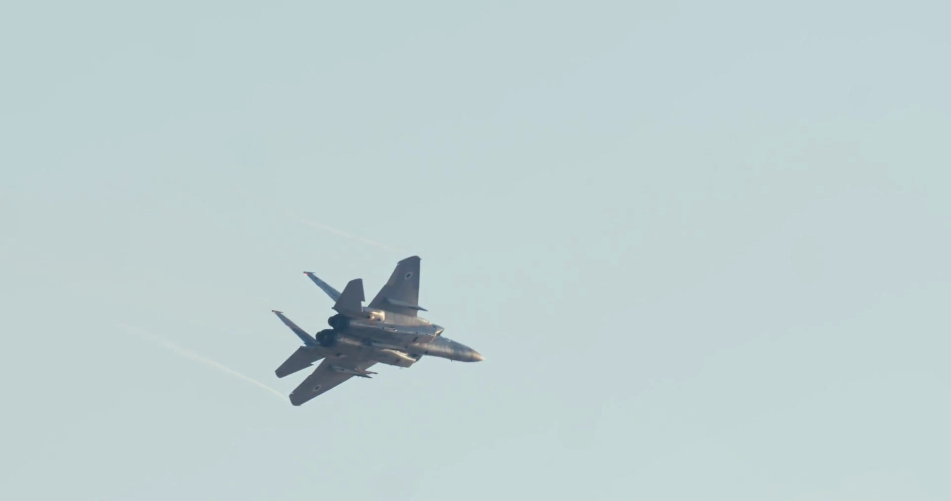 Israeli Air Force F-15 fighters during a dogfight practice Stock Video ...