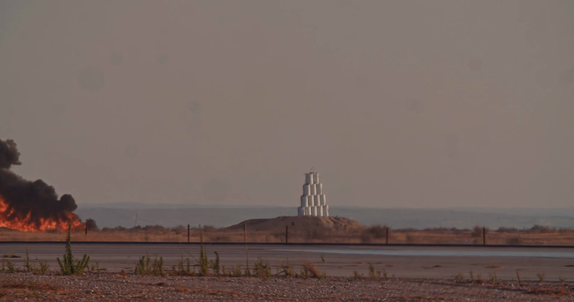 Slow motion explosion with and smoke on target attacked by attack ...