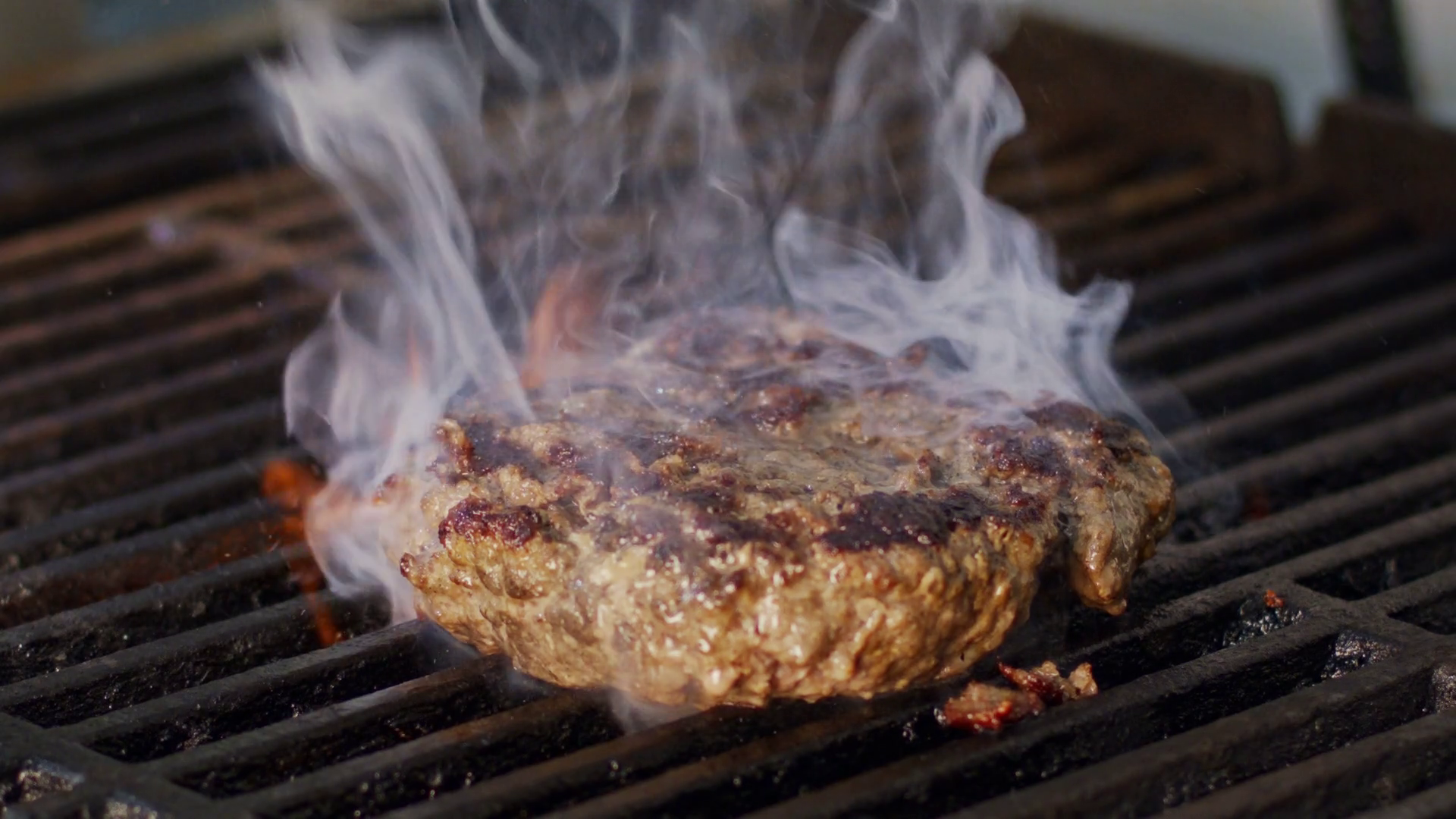 Slow Motion Of Beef Hamburger On Grill In Stock Footage SBV-326586347 ...