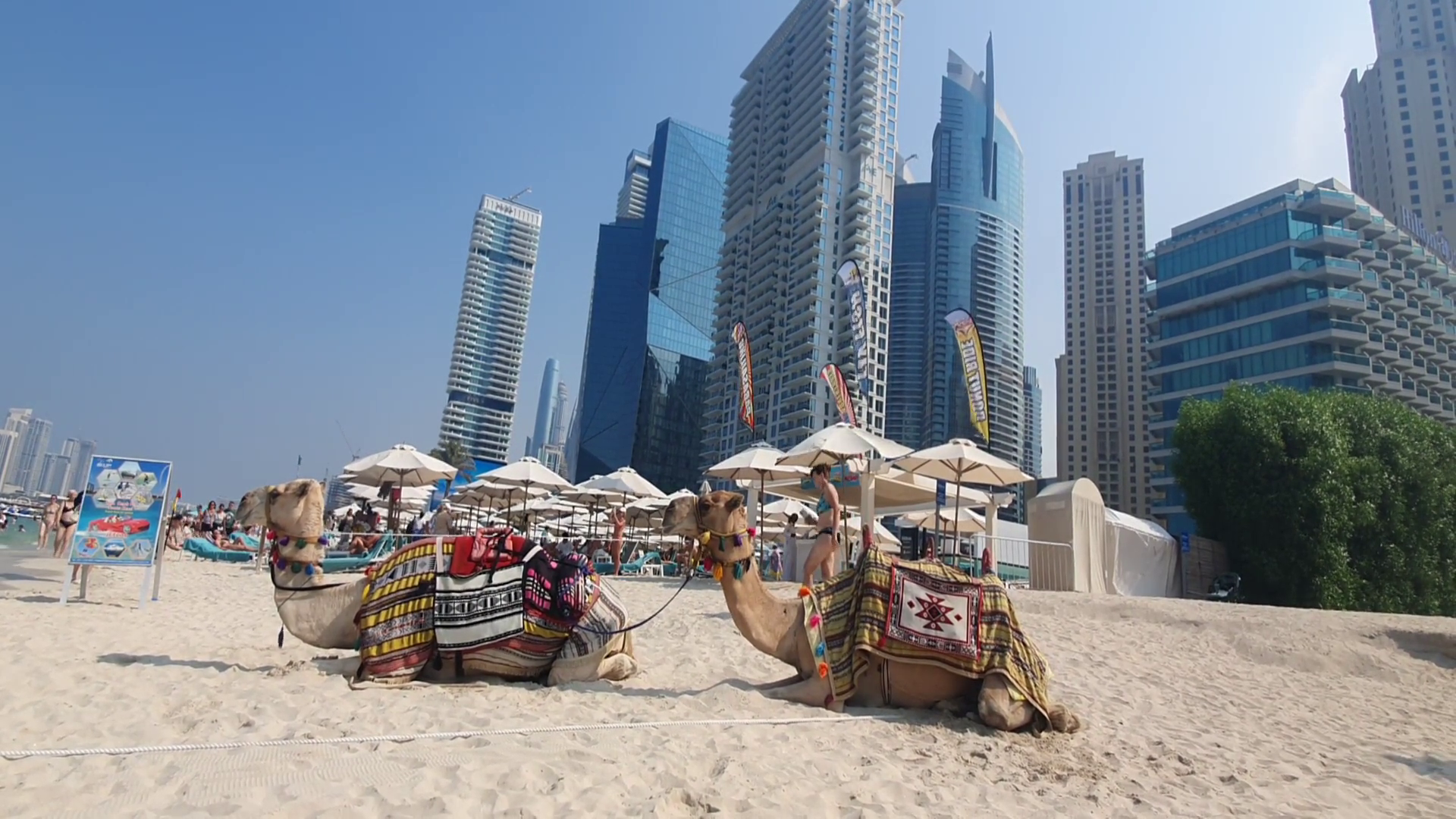 Jbr Beachfront Activity Tourists Enjoying Stock Footage SBV-353363817 ...