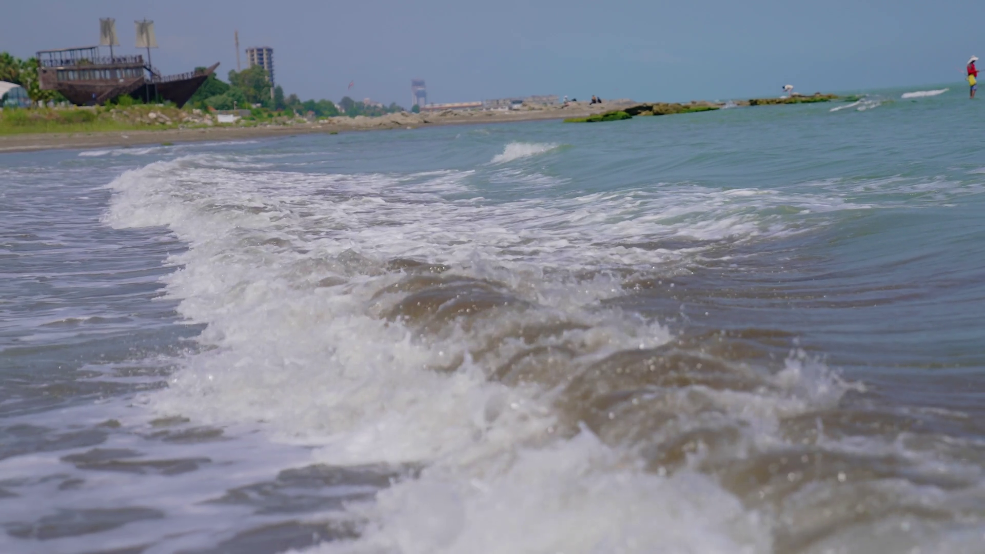 A View Of Beautiful Nature Roaring Waves Of Stock Footage SBV-348365955 ...