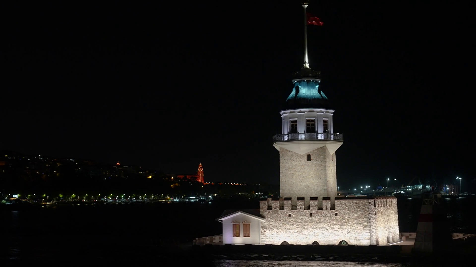 Night View Of Maiden Tower Istanbul Stock Footage SBV-352274973 ...