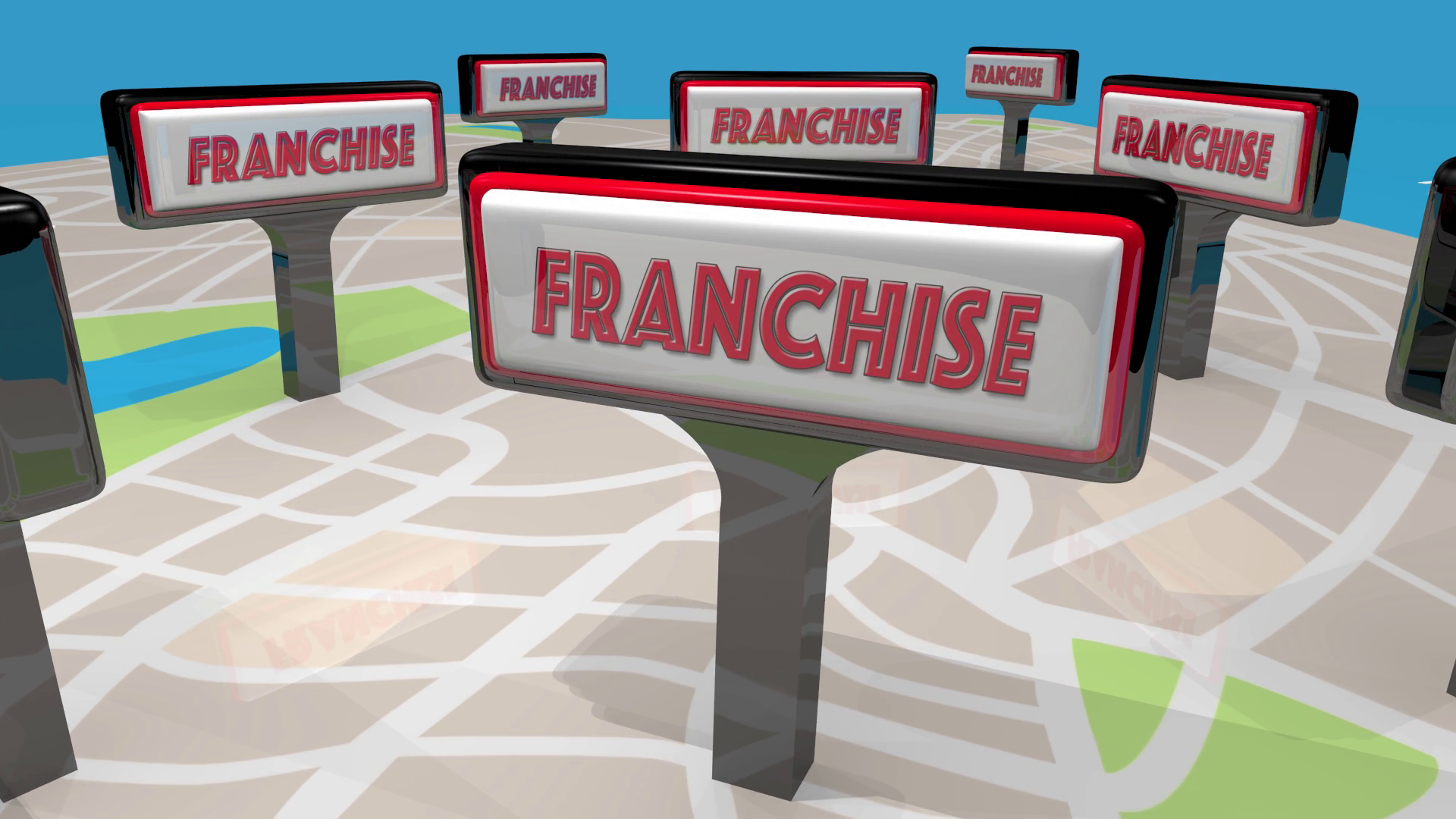 Franchise Sign Map New Business Opportunity 3 D Animation Motion ...