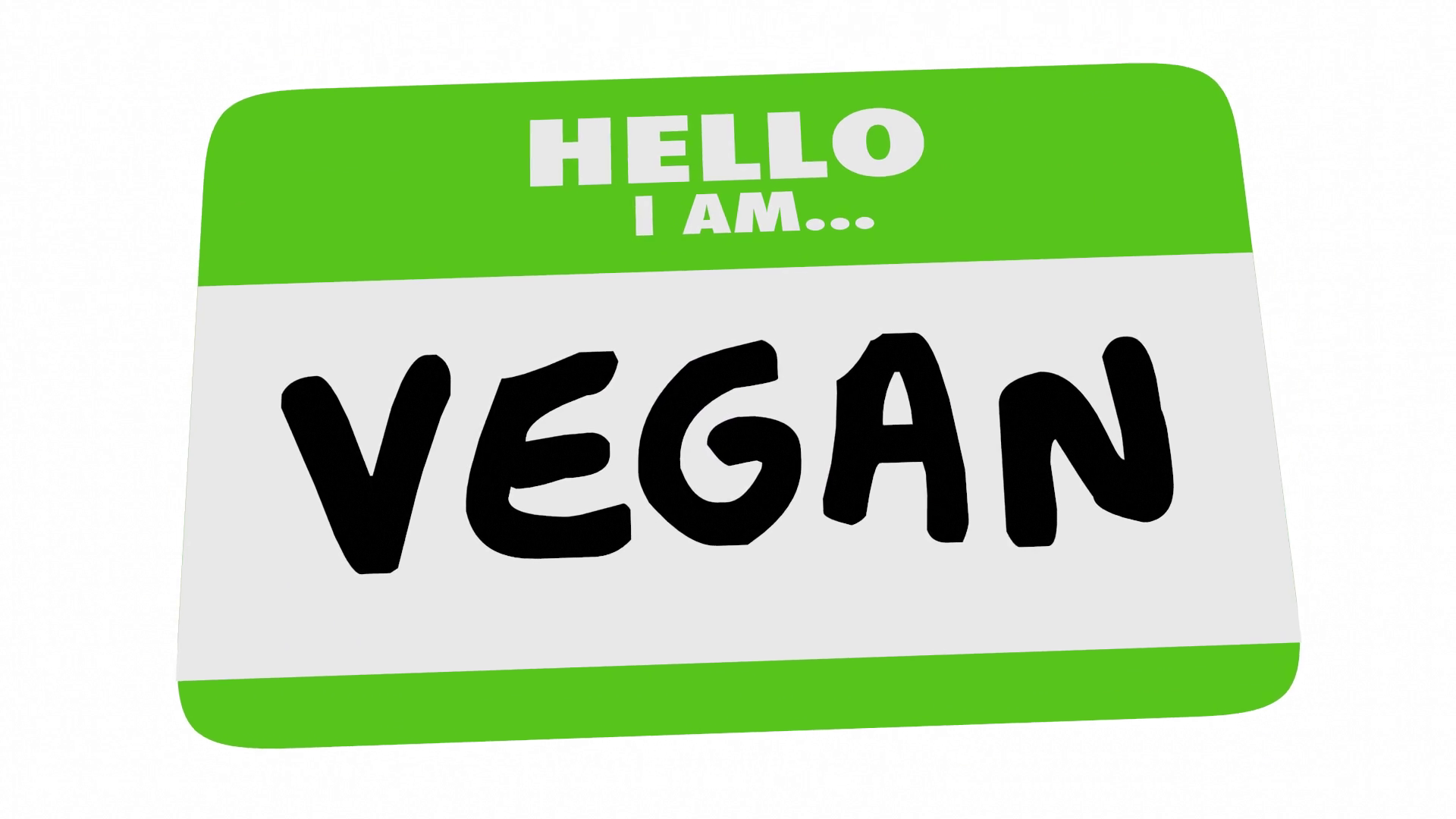 Hello Im A Vegan Name Tag Sticker Vegetarian Diet 3 D Animation Motion ...