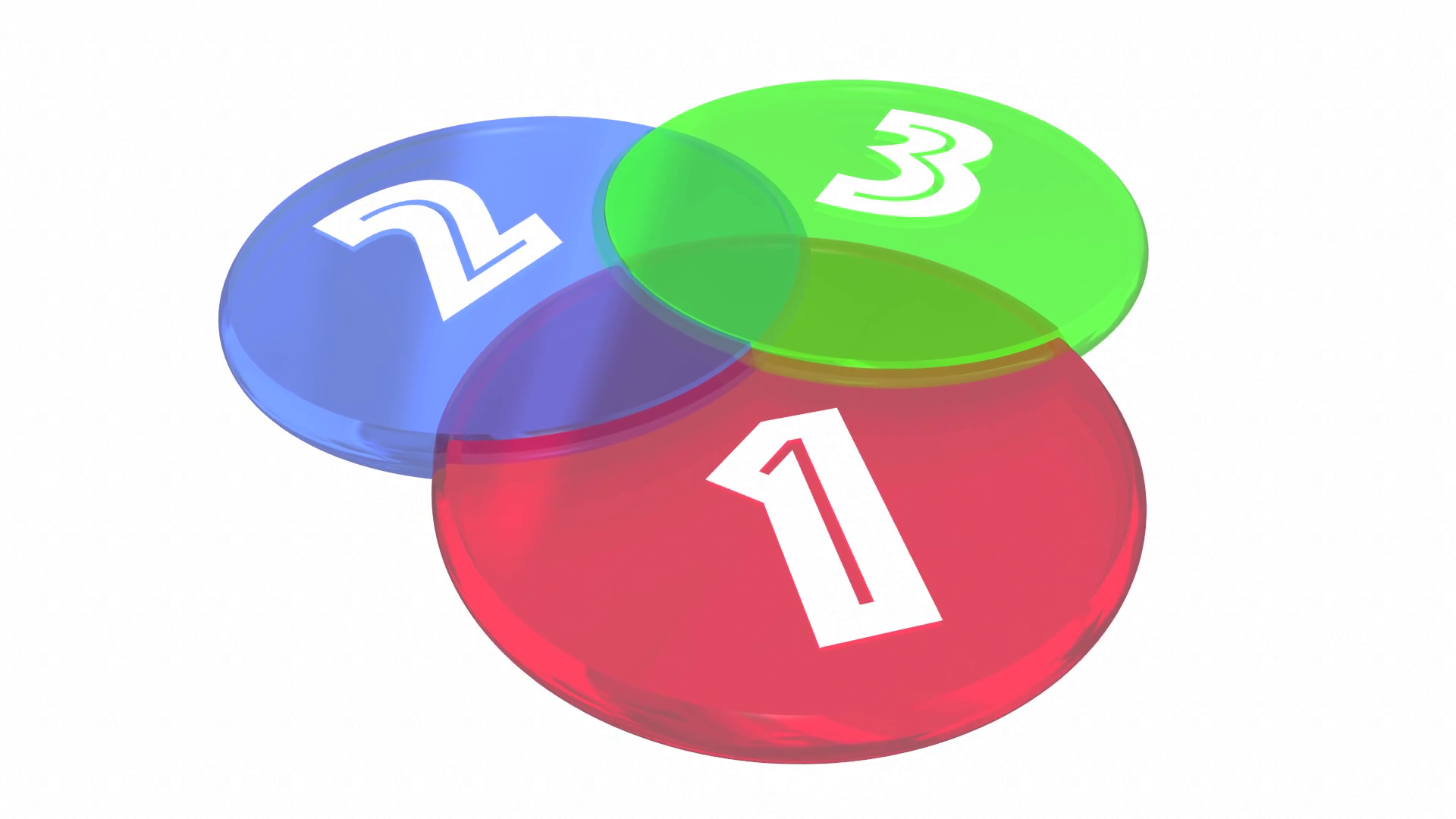 One Two Three 1 2 3 Venn Circle Diagram 3 D Animation Motion Background ...