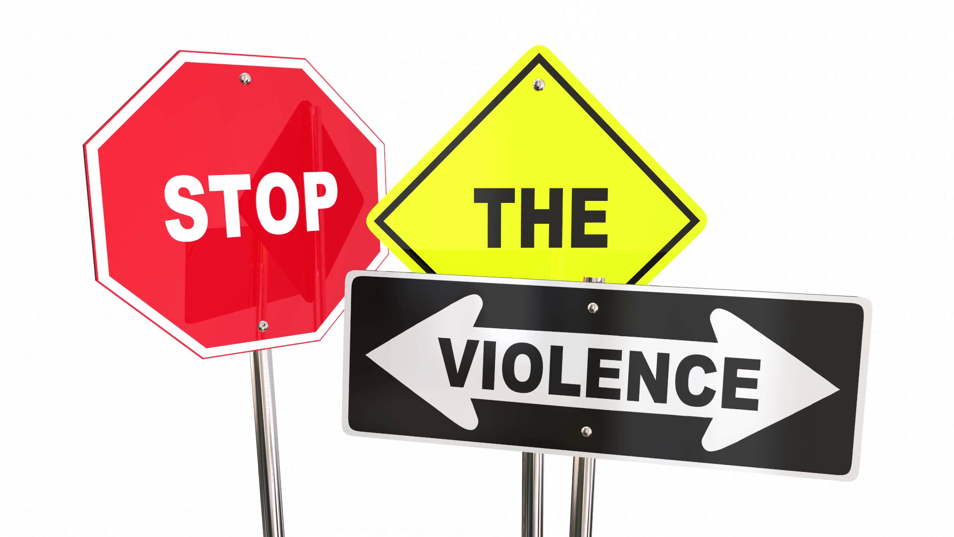 Stop The Violence End Fighting War Signs Words 3 D Animation Motion ...