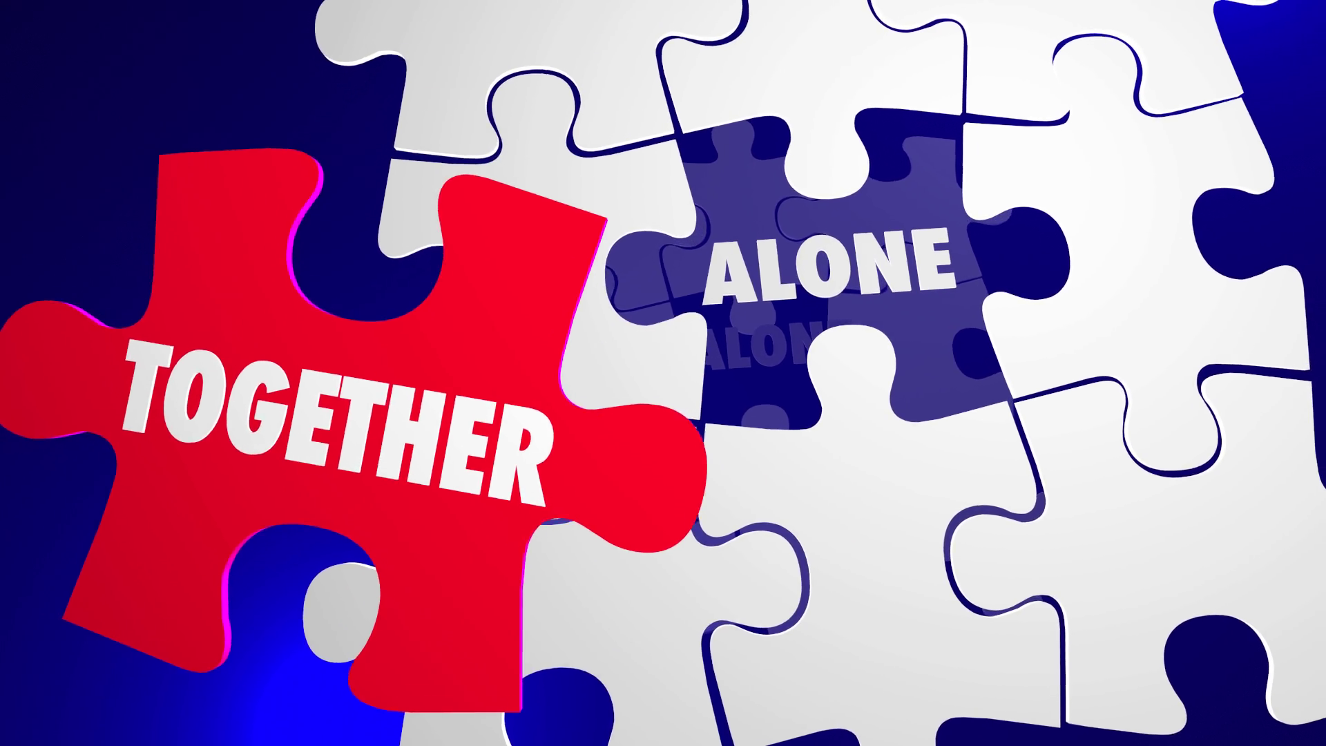 Together Vs Alone Puzzle Piece Working With Each Other 3 D Animation ...