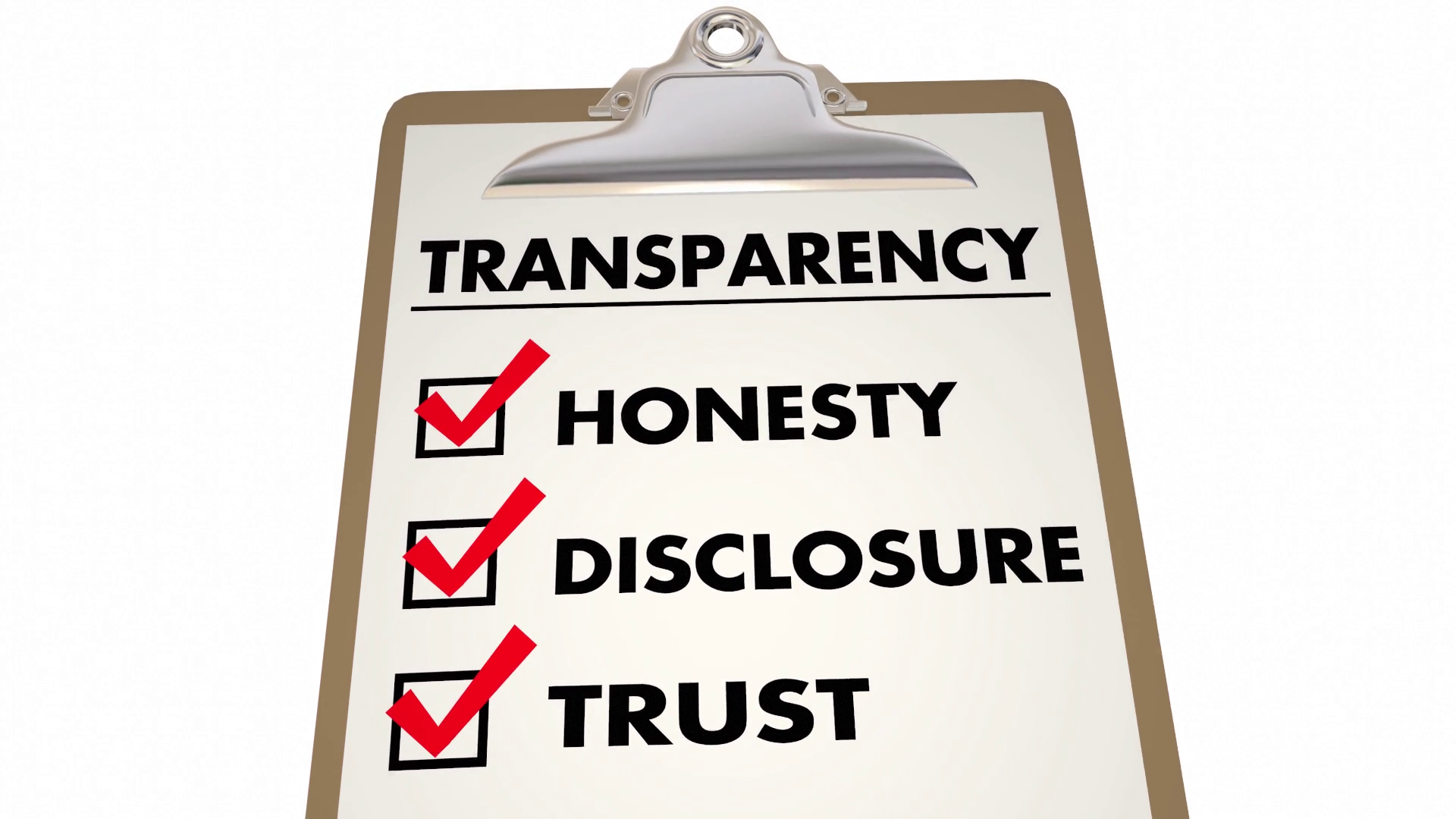 Transparency Honesty Disclosure Trust Checklist 3 D Animation Motion ...