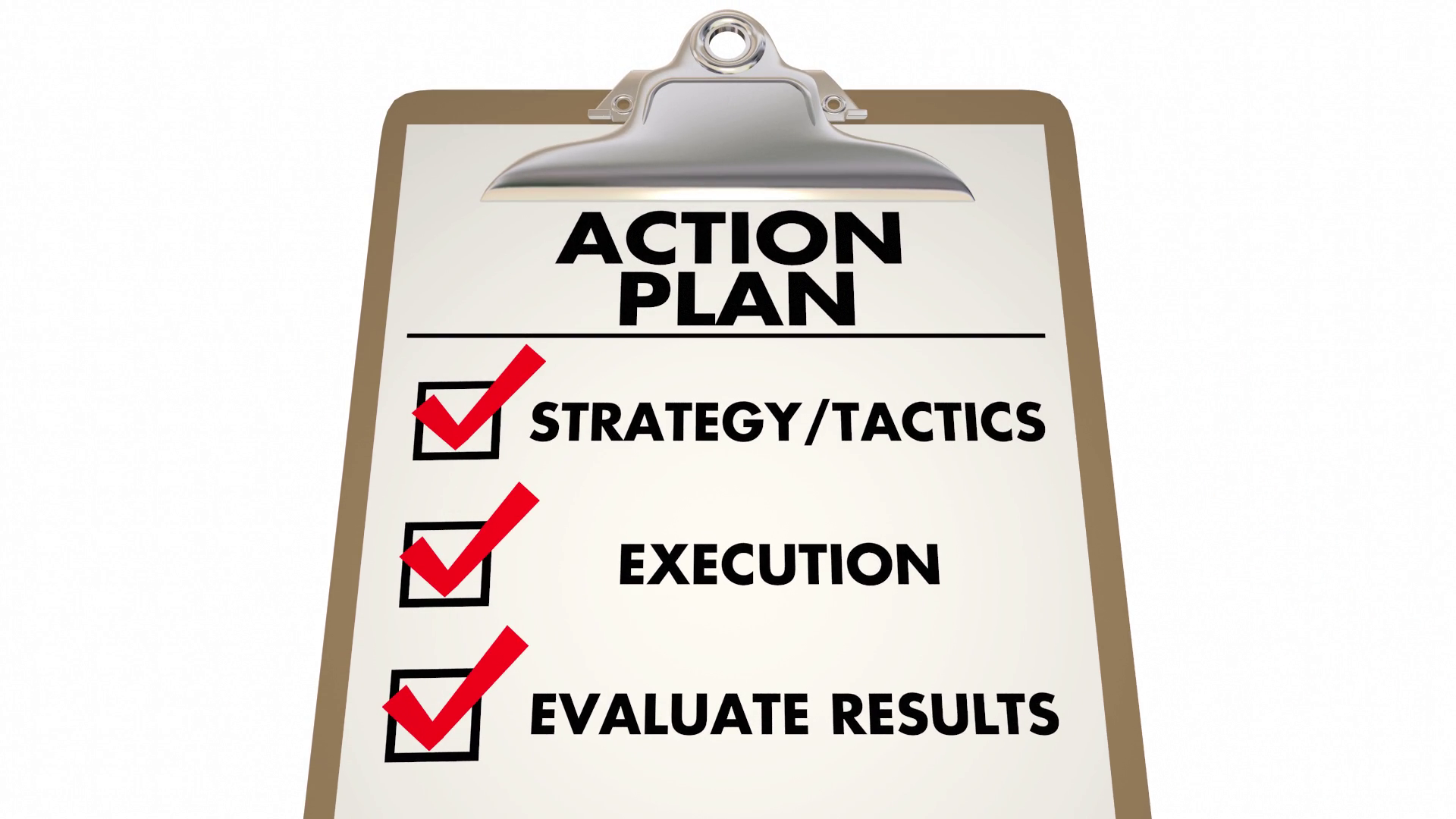 Action Plan Clipboard Checklist Strategy Tactics 3 D Animation Motion ...