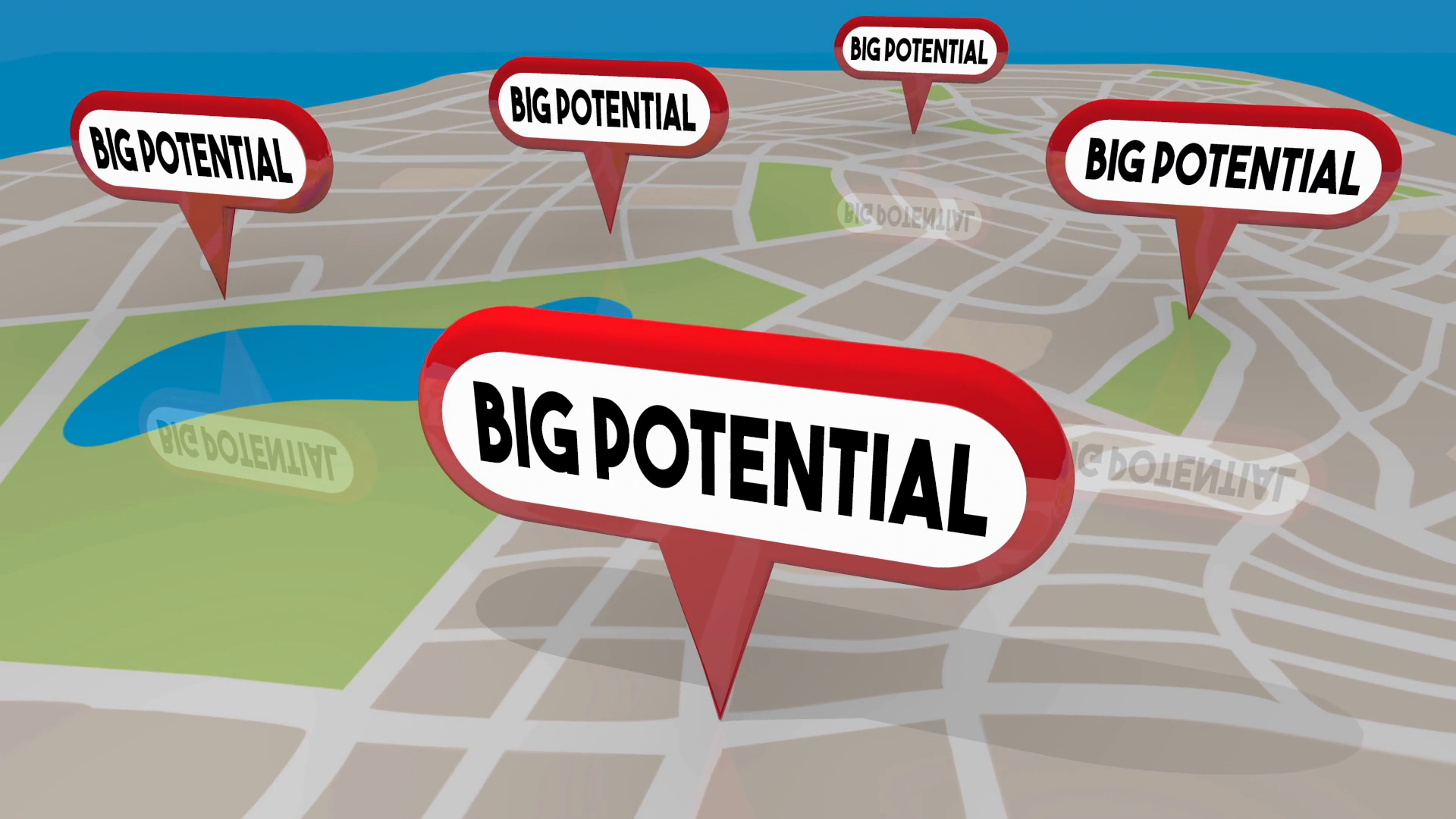 Big Potential Road Map Location Area House Stock Motion Graphics SBV ...