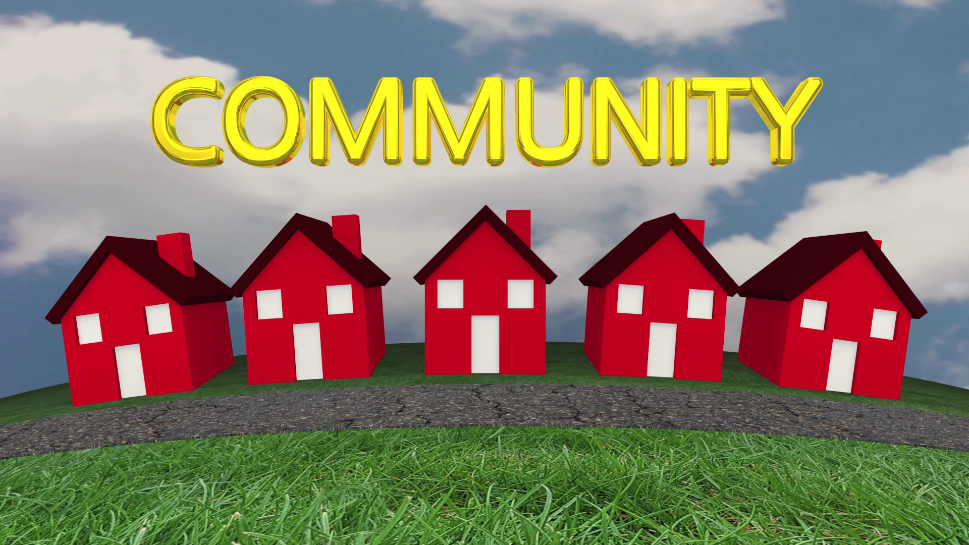 Community Homes Houses Neighborhood Street 3 D Animation Motion ...