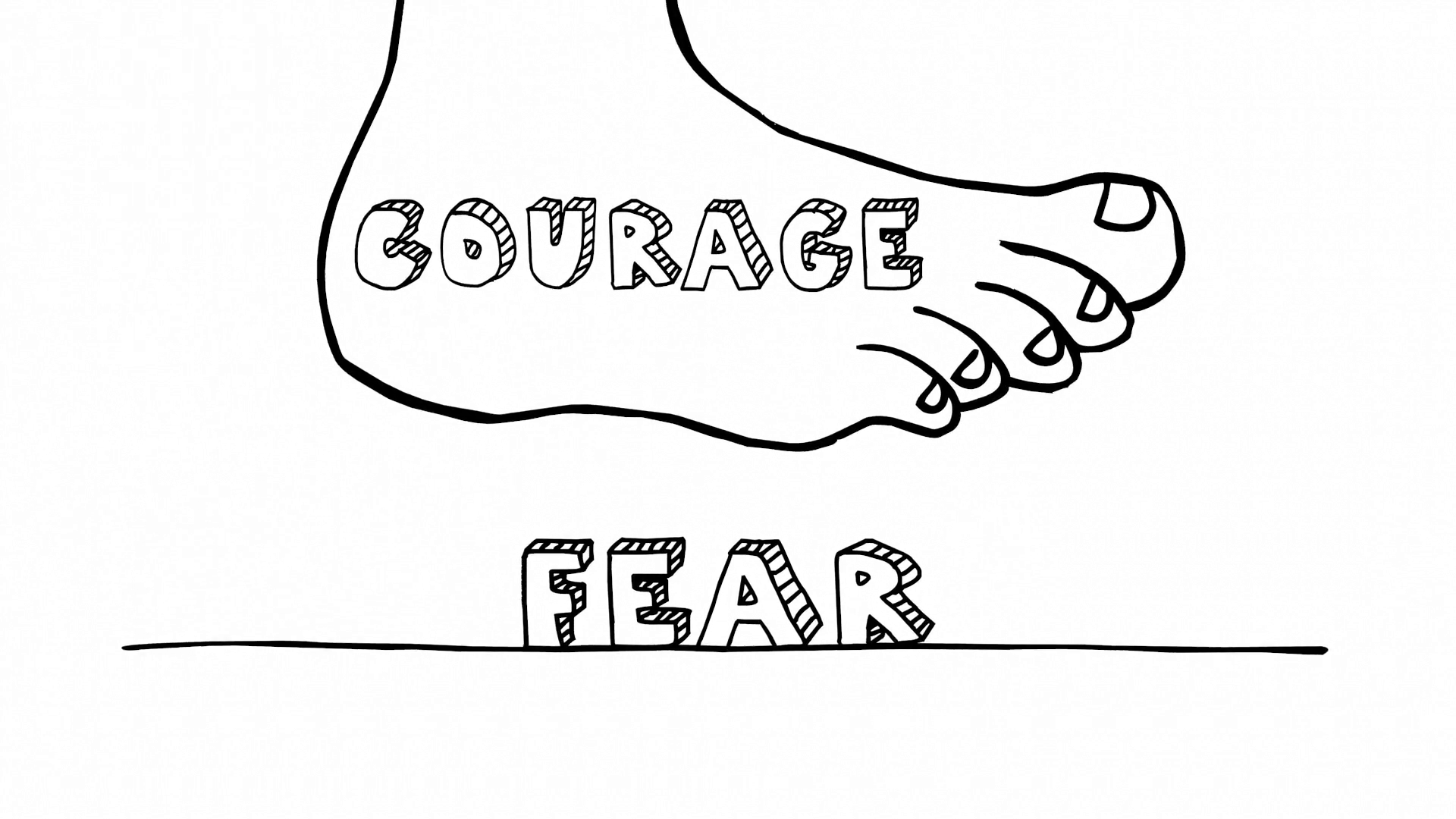 Courage Vs Fear Foot Crushing Stomping On Word 3 D Animation Motion ...