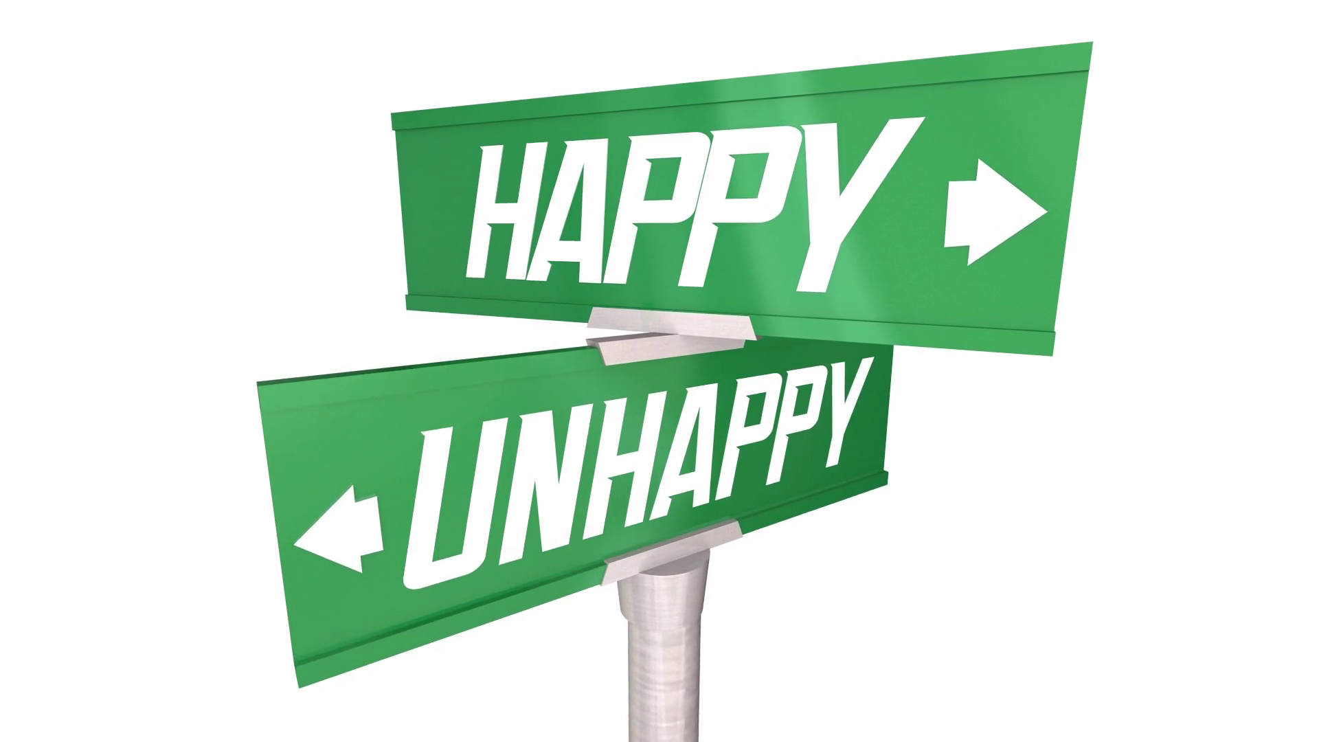 Happy Vs Unhappy Emotions Feeling Choice Two Way Signs 3 D Animation ...