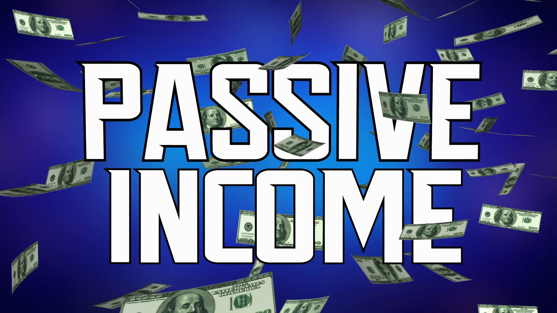 Dollars Falling Around Passive Income Text Stock Motion Graphics SBV ...