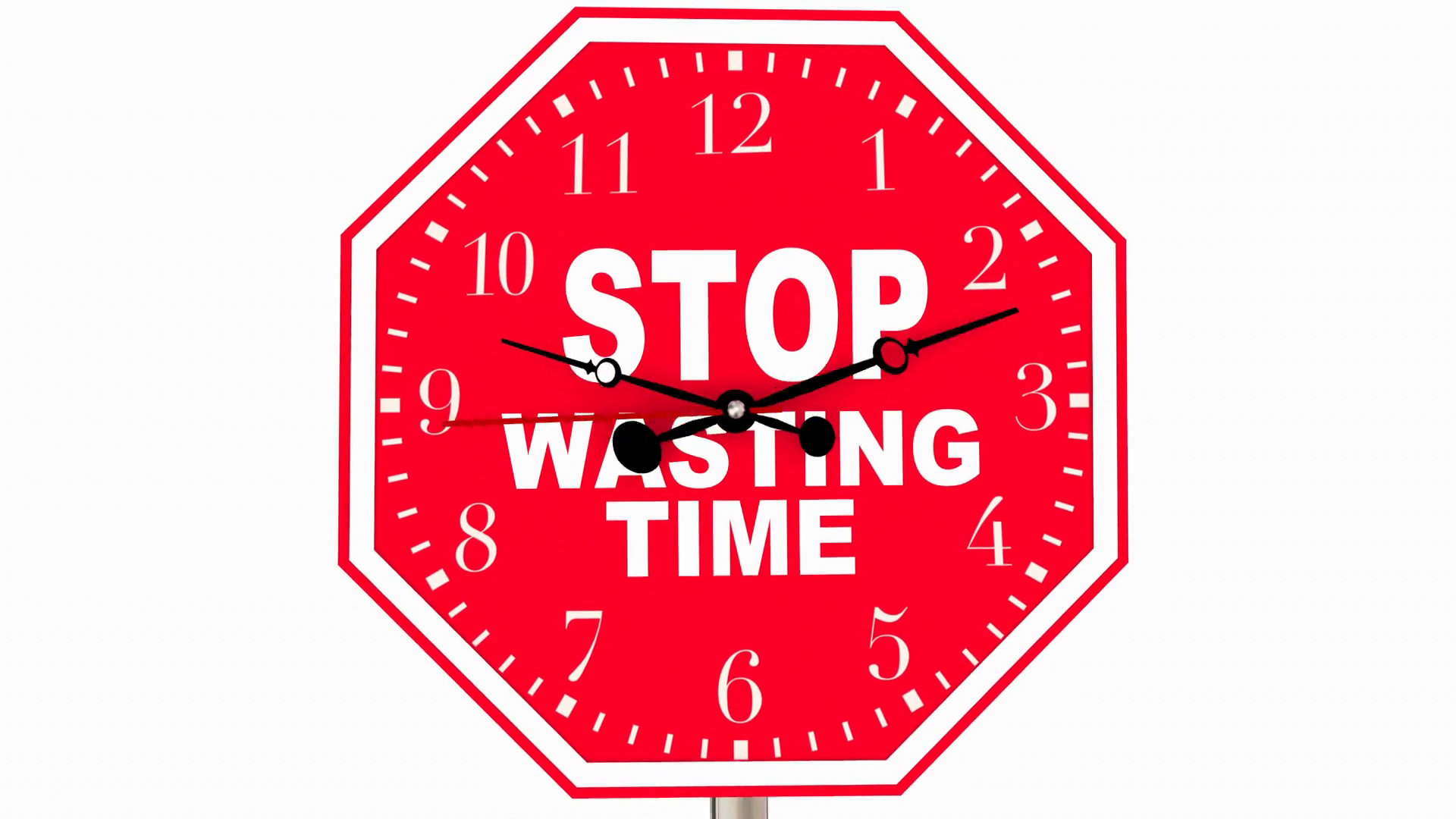 Stop Wasting Time Clock Red Sign Be Smart Stock Motion Graphics SBV-348557852 - Storyblocks