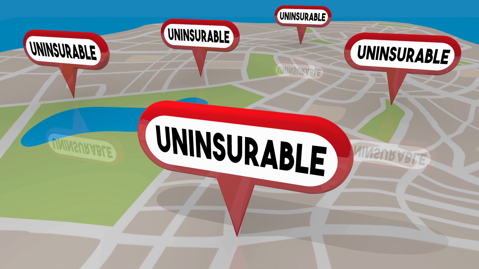Uninsurable Homes Area Map Pins Locations Stock Motion Graphics SBV ...