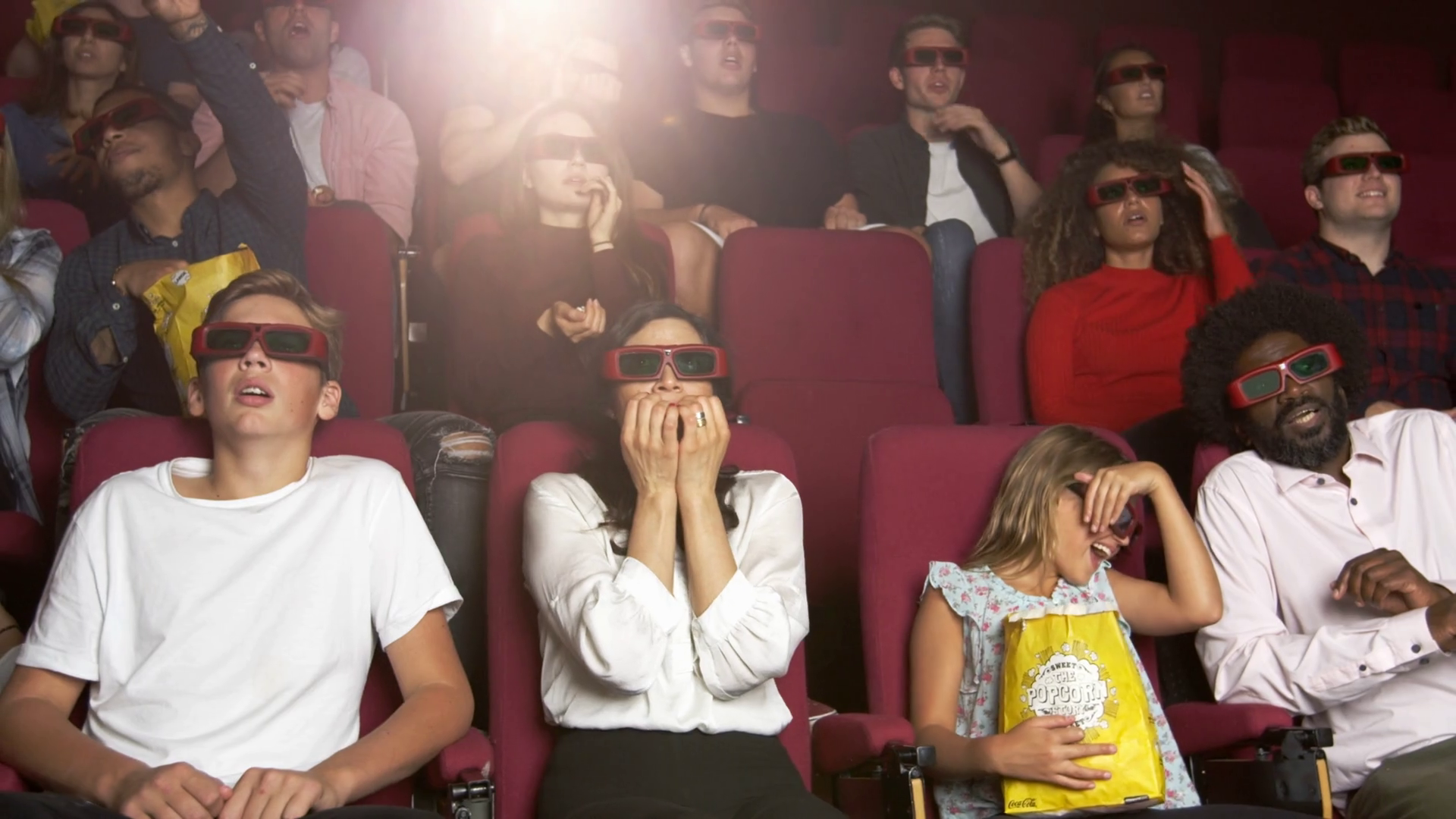 Audience In Cinema Watching 3d Horror Film Stock Footage SBV-310827030 ...