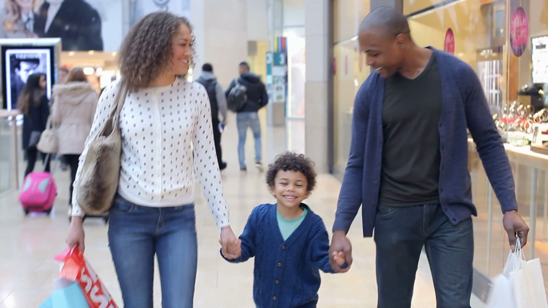 Child On Trip To Shopping Mall With Parents Stock Footage SBV-301748969 ...
