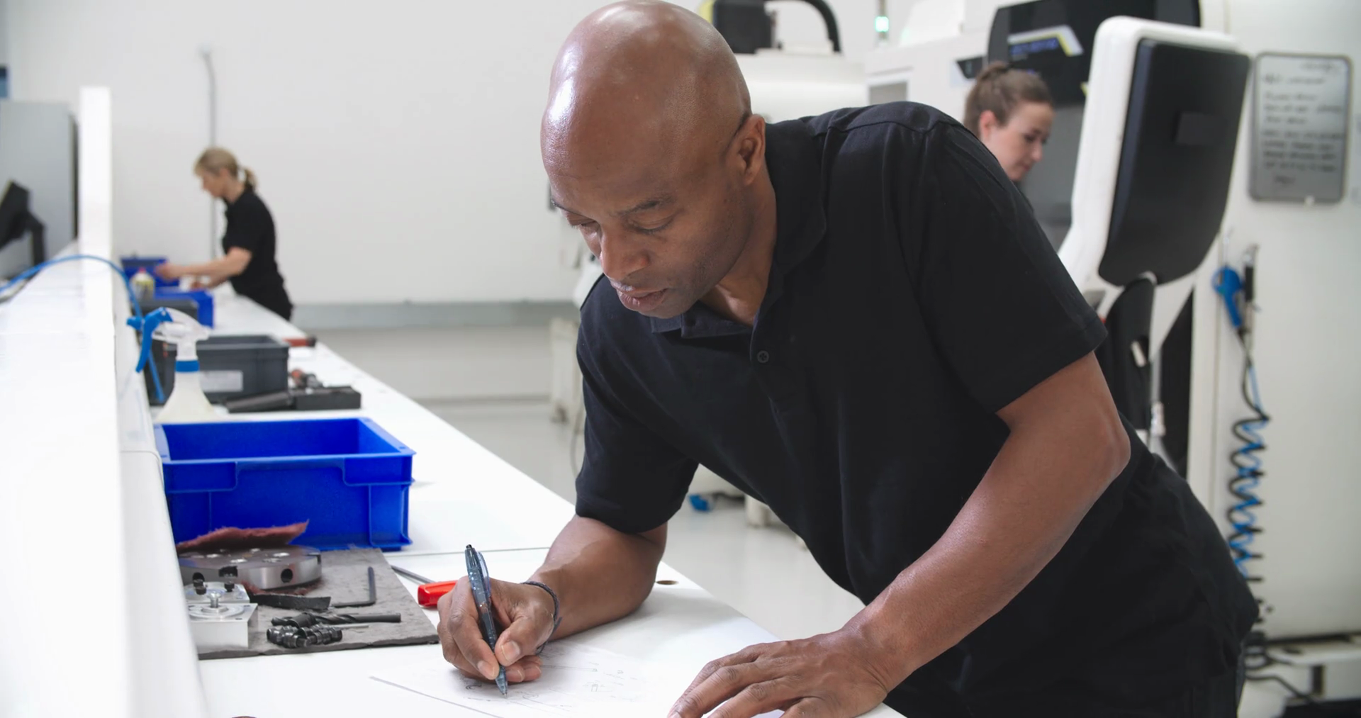 Engineer Making Notes On Technical Drawing Stock Footage SBV-302915284 ...