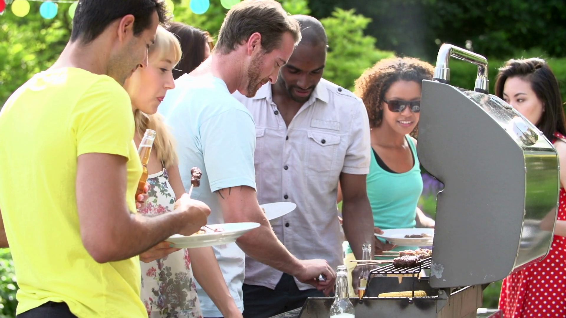 Group Of Friends Having Outdoor Barbeque At Stock Footage SBV-301687937 ...