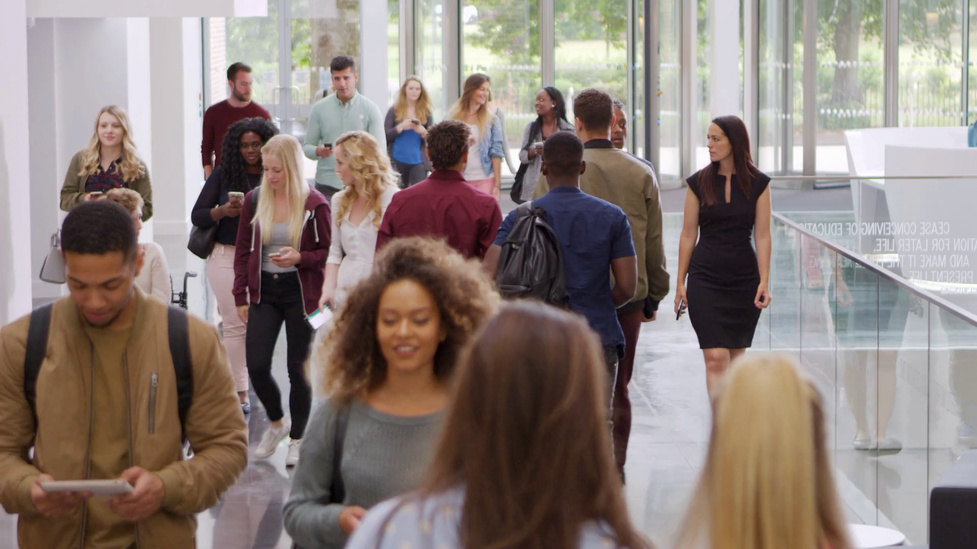 Students Teachers Walk In Foyer Of Modern Stock Footage SBV-310823875 ...