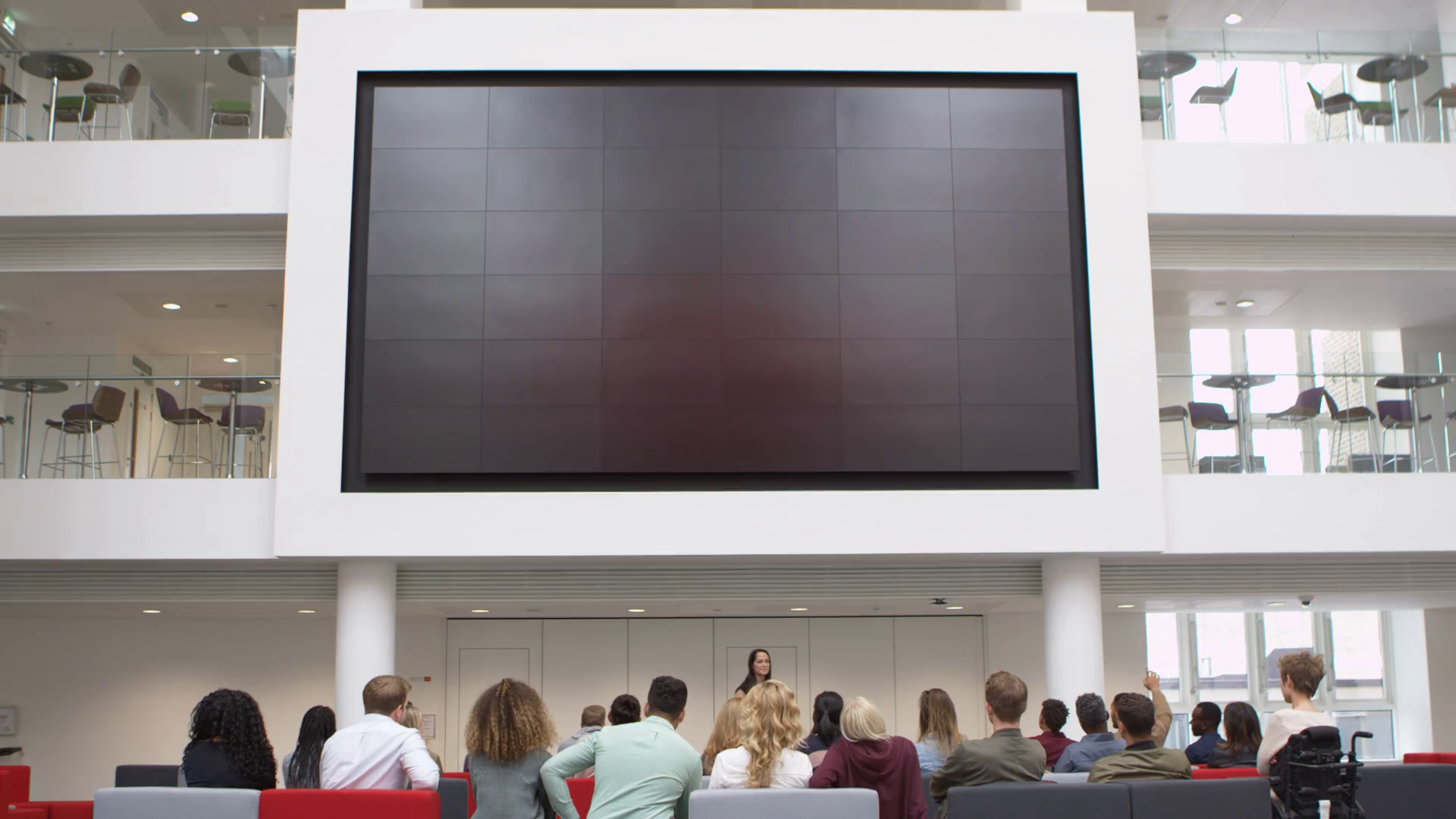 Students At Lecture Watch Big Screen In Stock Footage SBV-310823789 ...