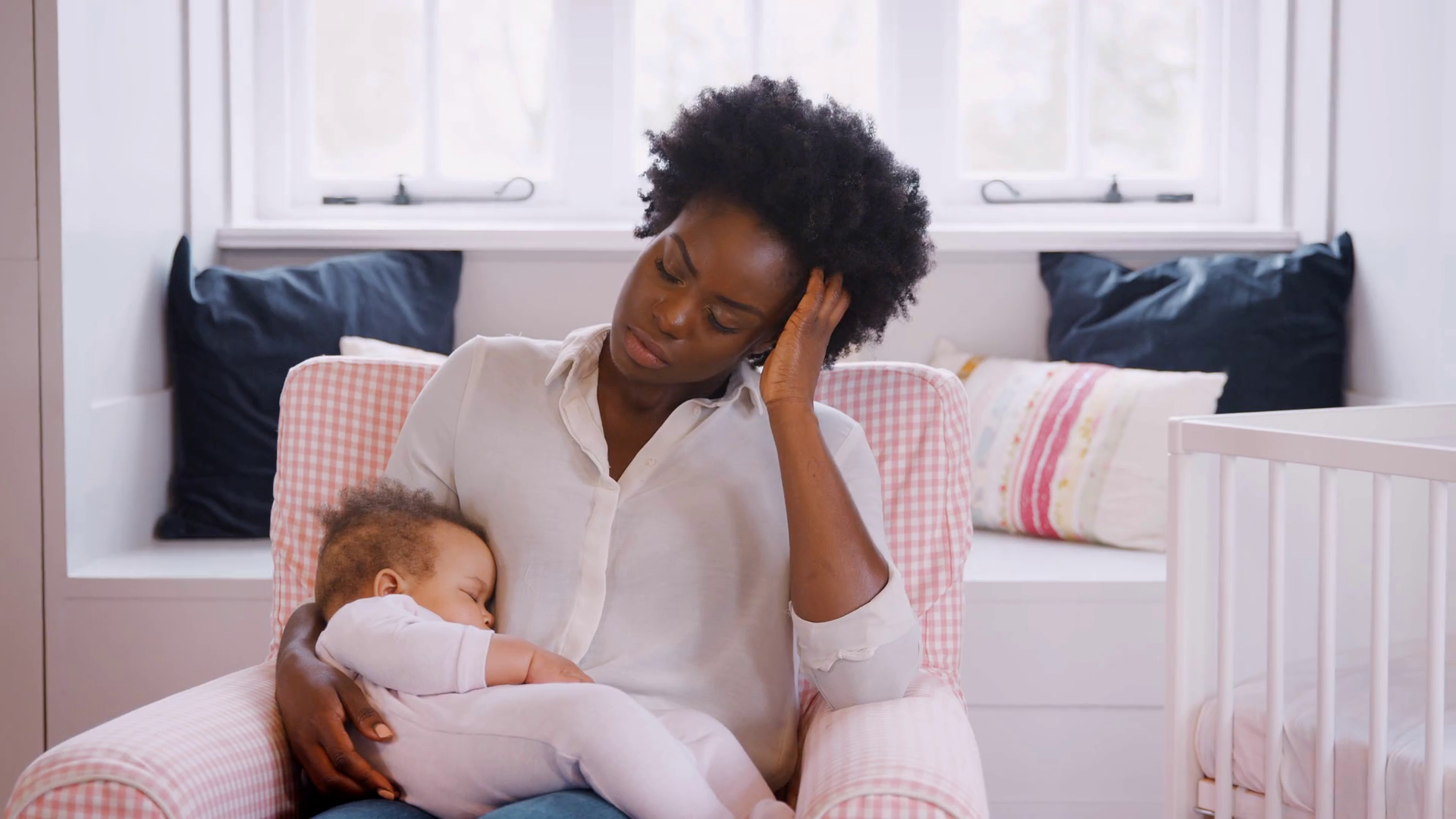 Anxious New Mother Suffering With Post Natal Stock Footage SBV ...
