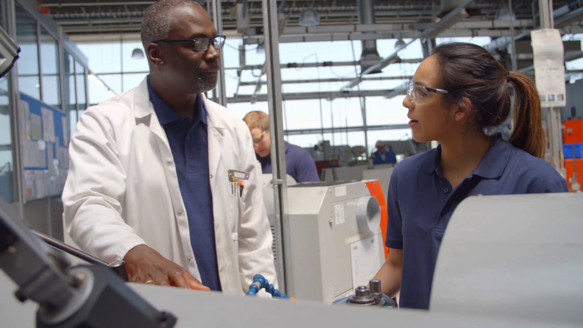 Engineer Teaching Apprentice To Use Machine Stock Footage SBV-323485292 ...