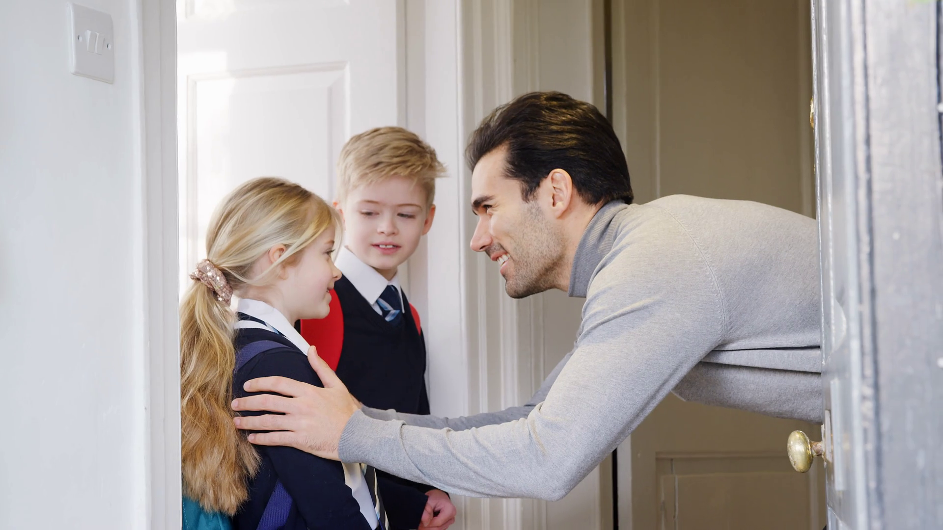 Father Saying Goodbye To Son Daughter Stock Footage SBV-338715443 ...